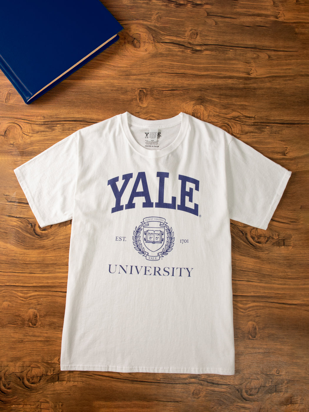 Yale Crest Logo Adults White Short Sleeved T-Shirt — Vanilla Underground