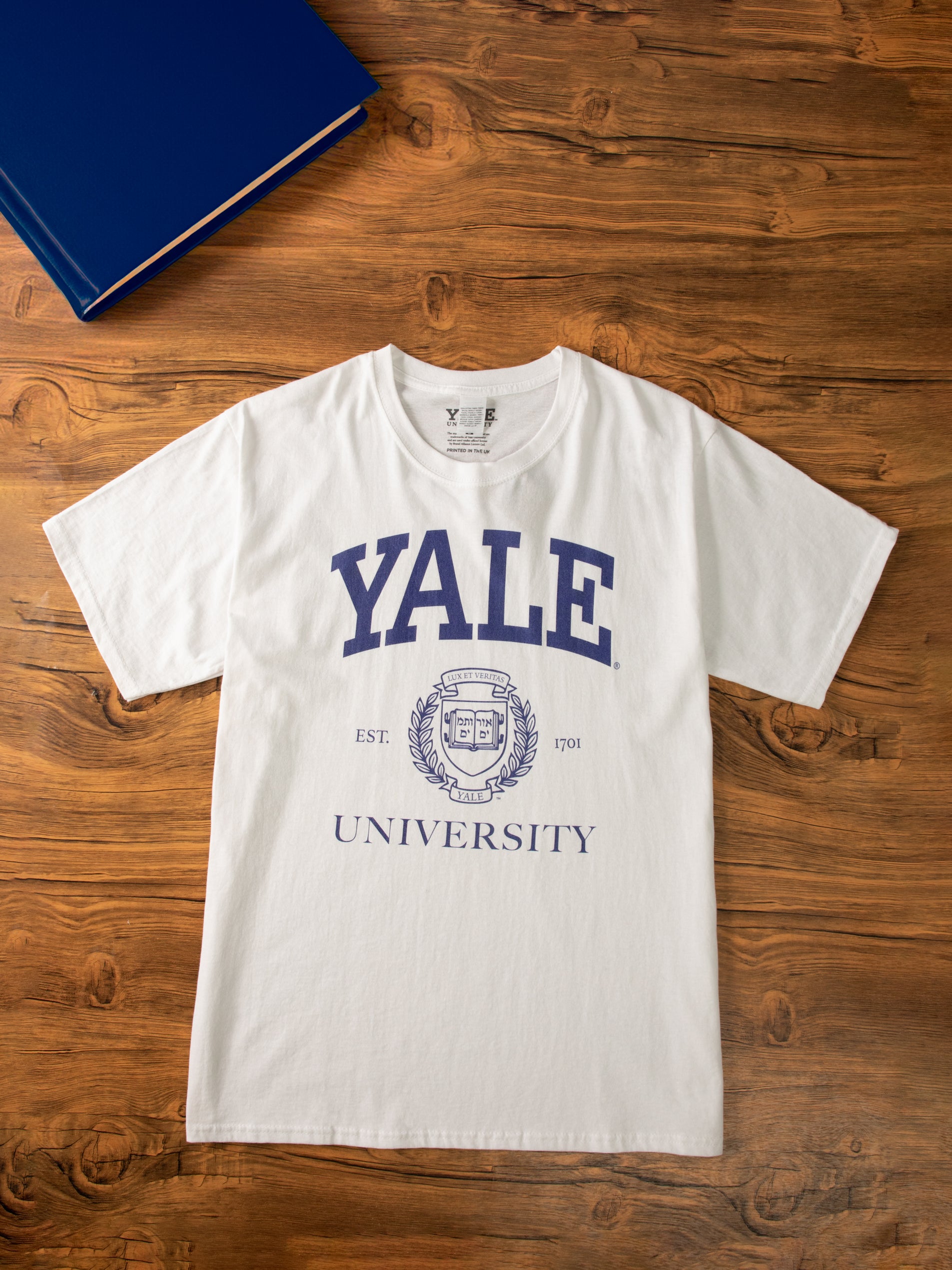 Yale Crest Logo Adults White Short Sleeved T-Shirt — Vanilla Underground
