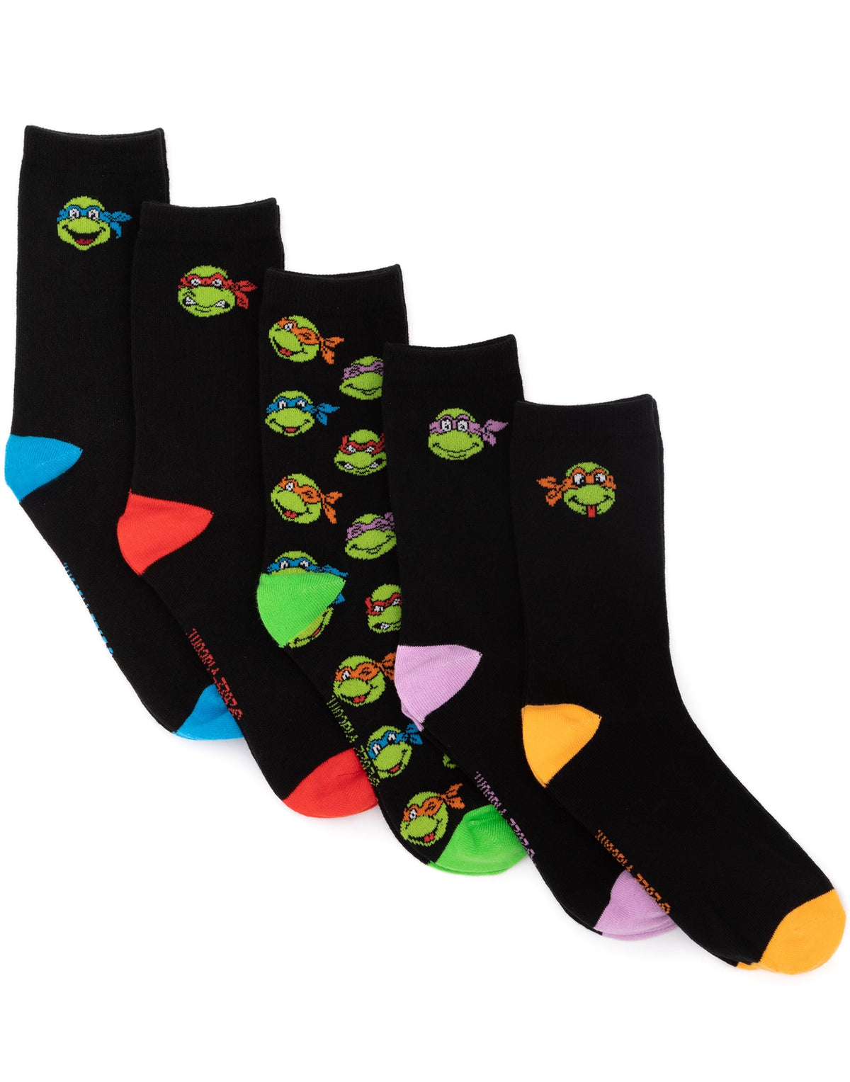 Teenage Mutant Ninja Turtles Mens Black Calf Socks Set of 5 — Vanilla ...