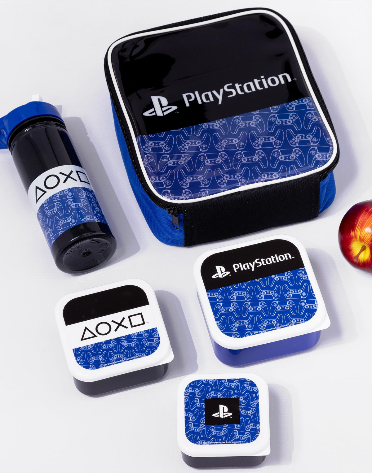 PlayStation Logo All-Over Print Boys Black Lunch Bag Bottle and 3 Snac ...