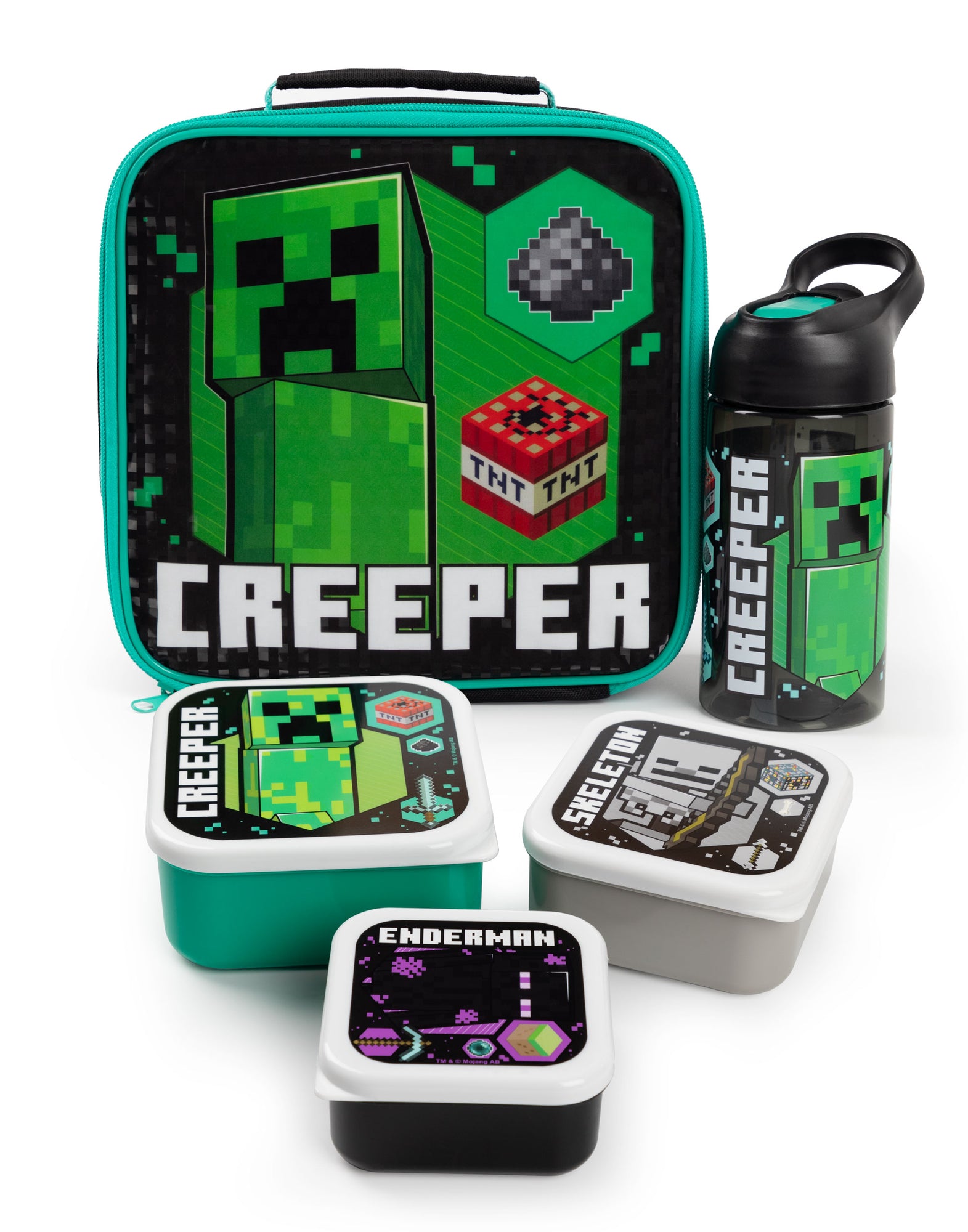 Minecraft Creeper Lunch Bag, Snack Pot, Water Bottle Set — Vanilla ...