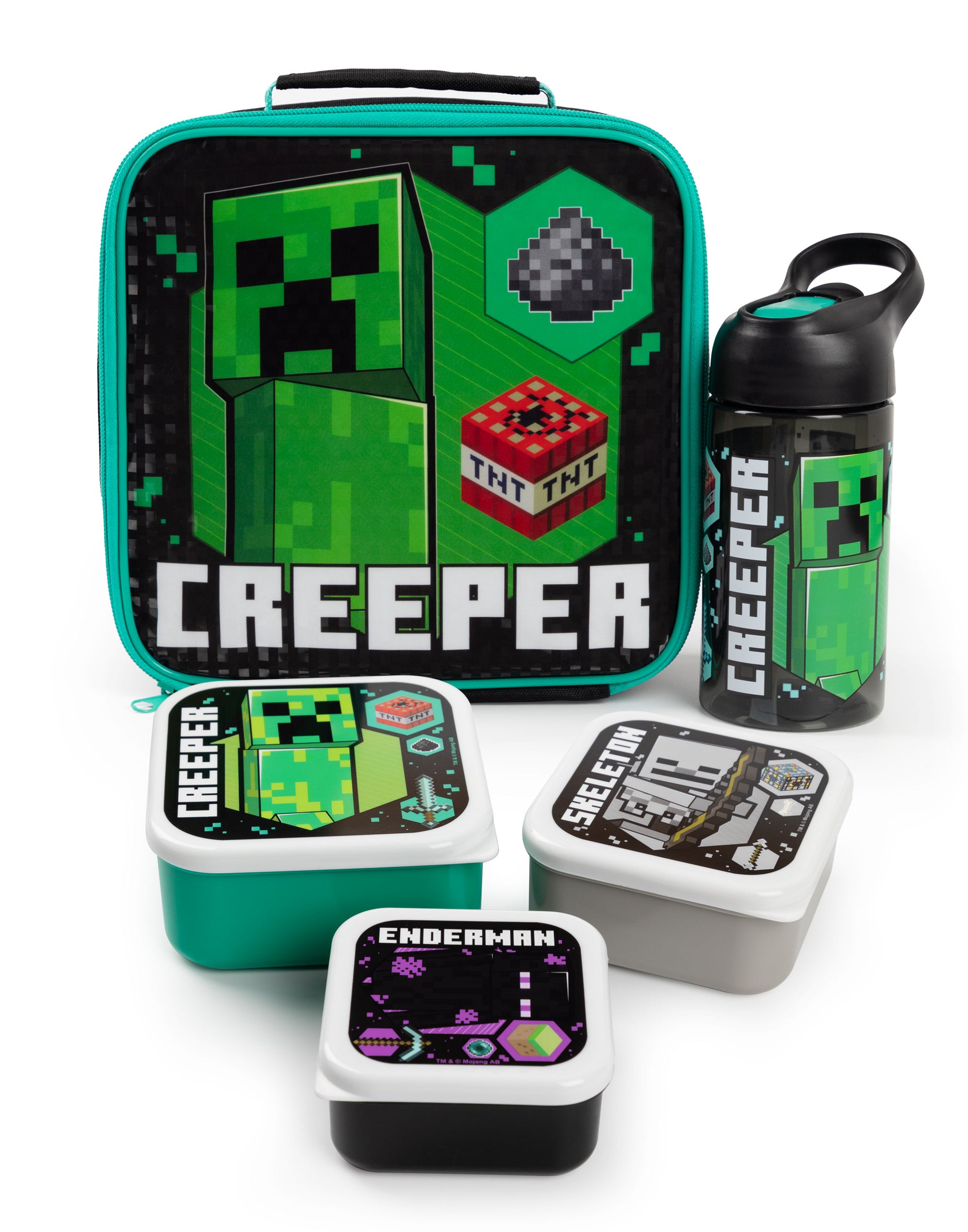 Minecraft Creeper Lunch Bag, Snack Pot, Water Bottle Set — Vanilla ...