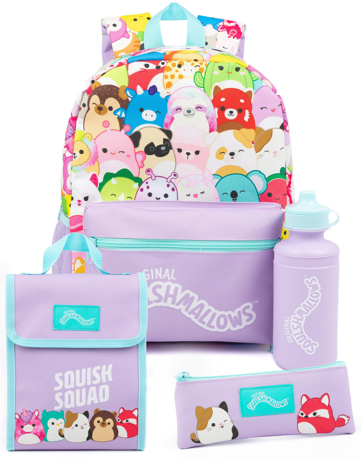 Squishmallows Back Pack 4 Piece Set Printed Unisex Kids Purple 4 Piece ...