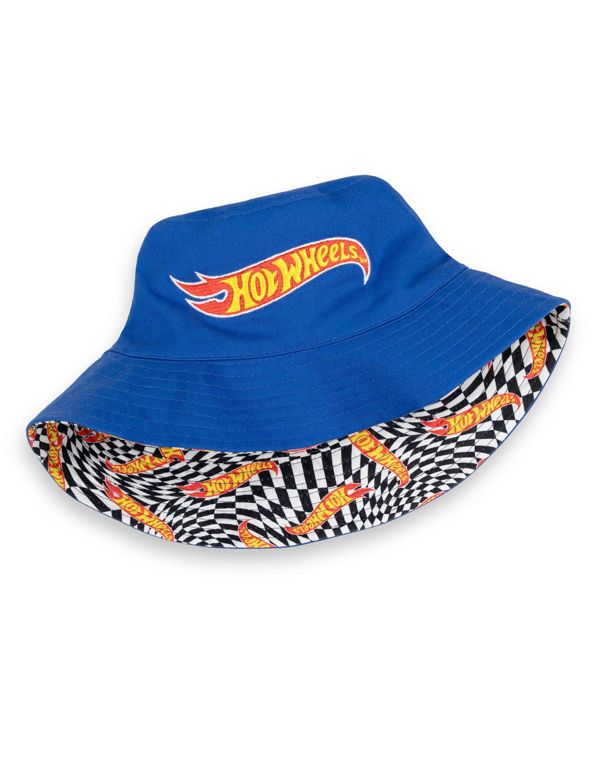 Hot Wheels Logo & Checkerboard Mens Reversible Bucket Hat — Vanilla ...