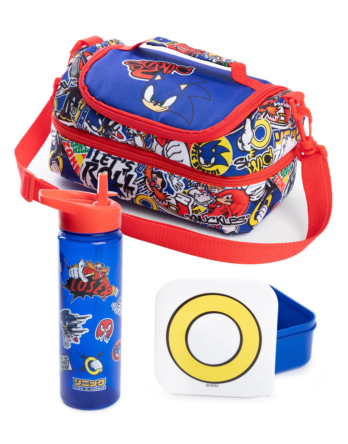 Sonic the Hedgehog Boys Blue Lunch Bag, Bottle and Snack Pot — Vanilla ...