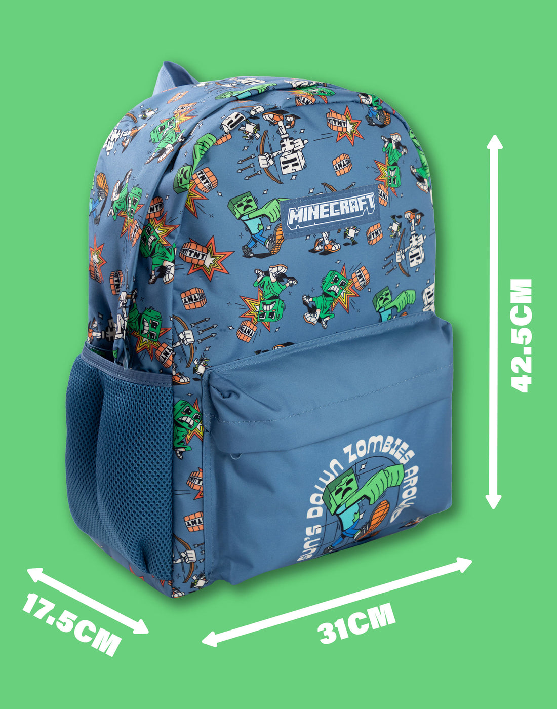 Minecraft Zombie Unisex Kids Blue Backpack — Vanilla Underground