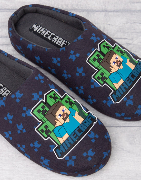 Minecraft Boys Blue Mule Slippers — Vanilla Underground