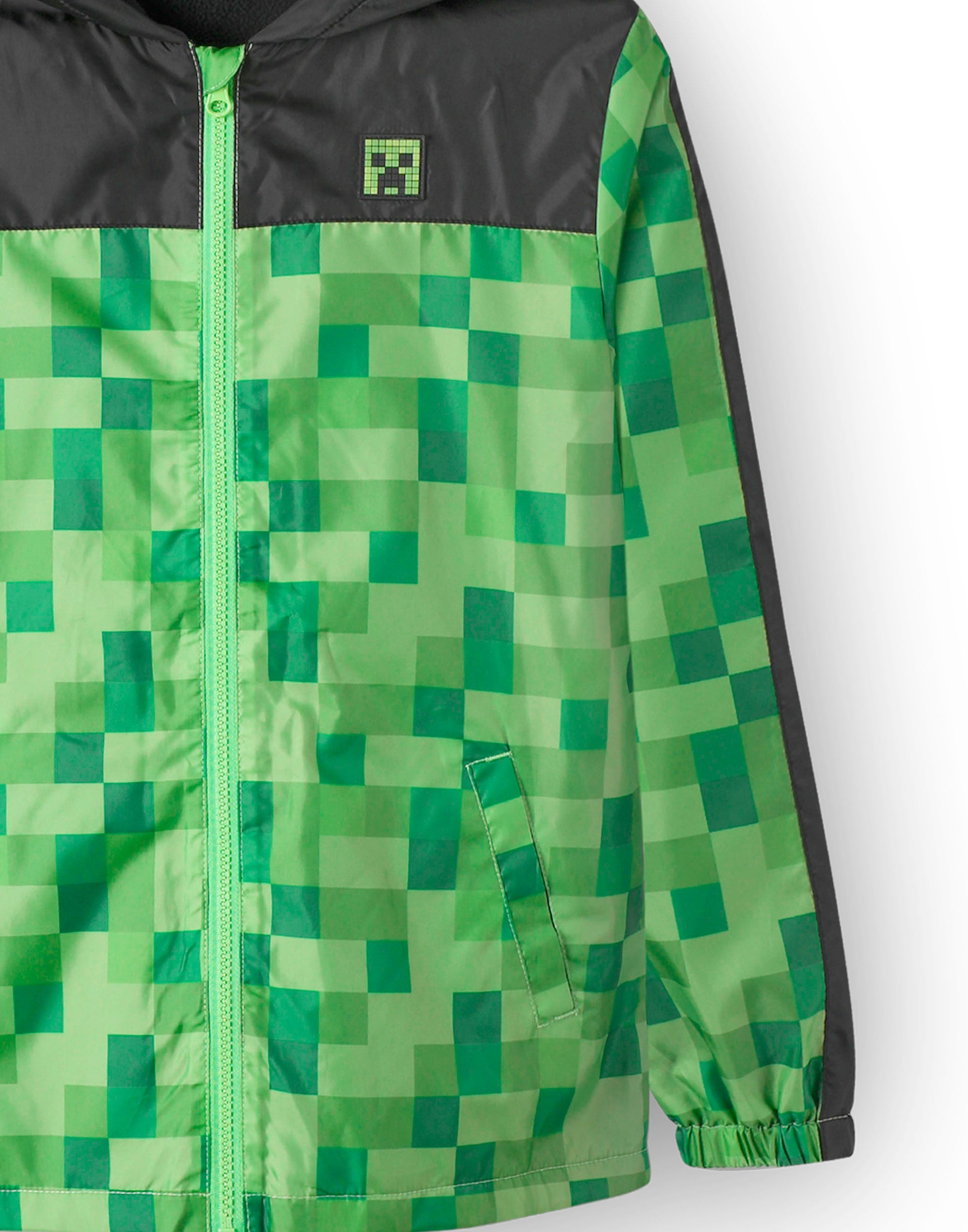 Minecraft Boys Creeper Fleece Lined Raincoat Jacket — Vanilla Underground