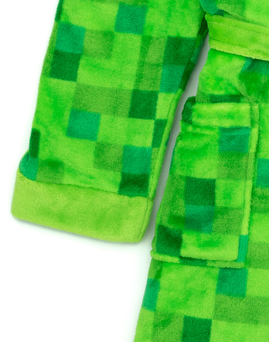 Minecraft Pixel Creeper Novelty Print Unisex Kids Green Bathrobe ...