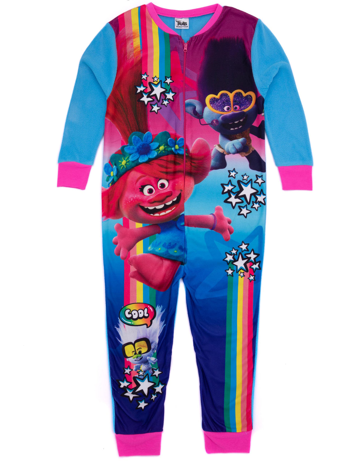 Trolls Girls Blue All In One Fleece Nightwear Pyjamas — Vanilla Underground