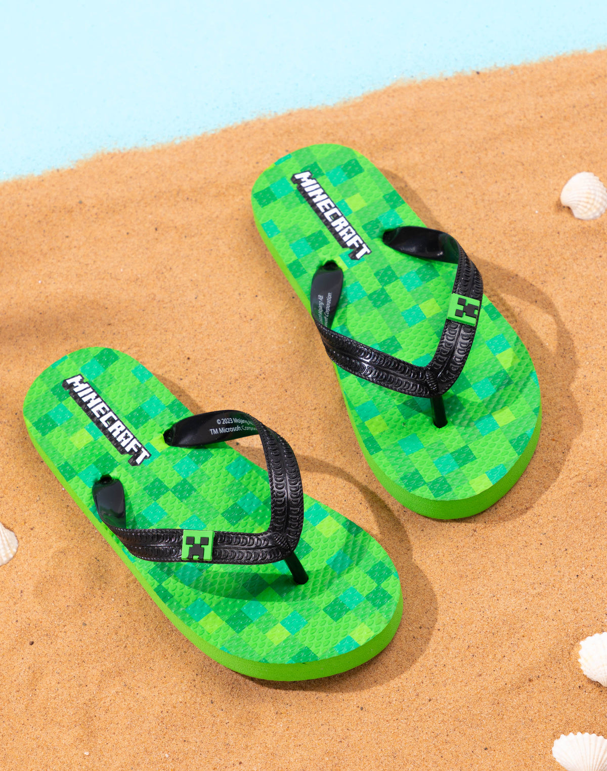 Minecraft Creeper Kids Summer Flip Flop Sandals — Vanilla Underground