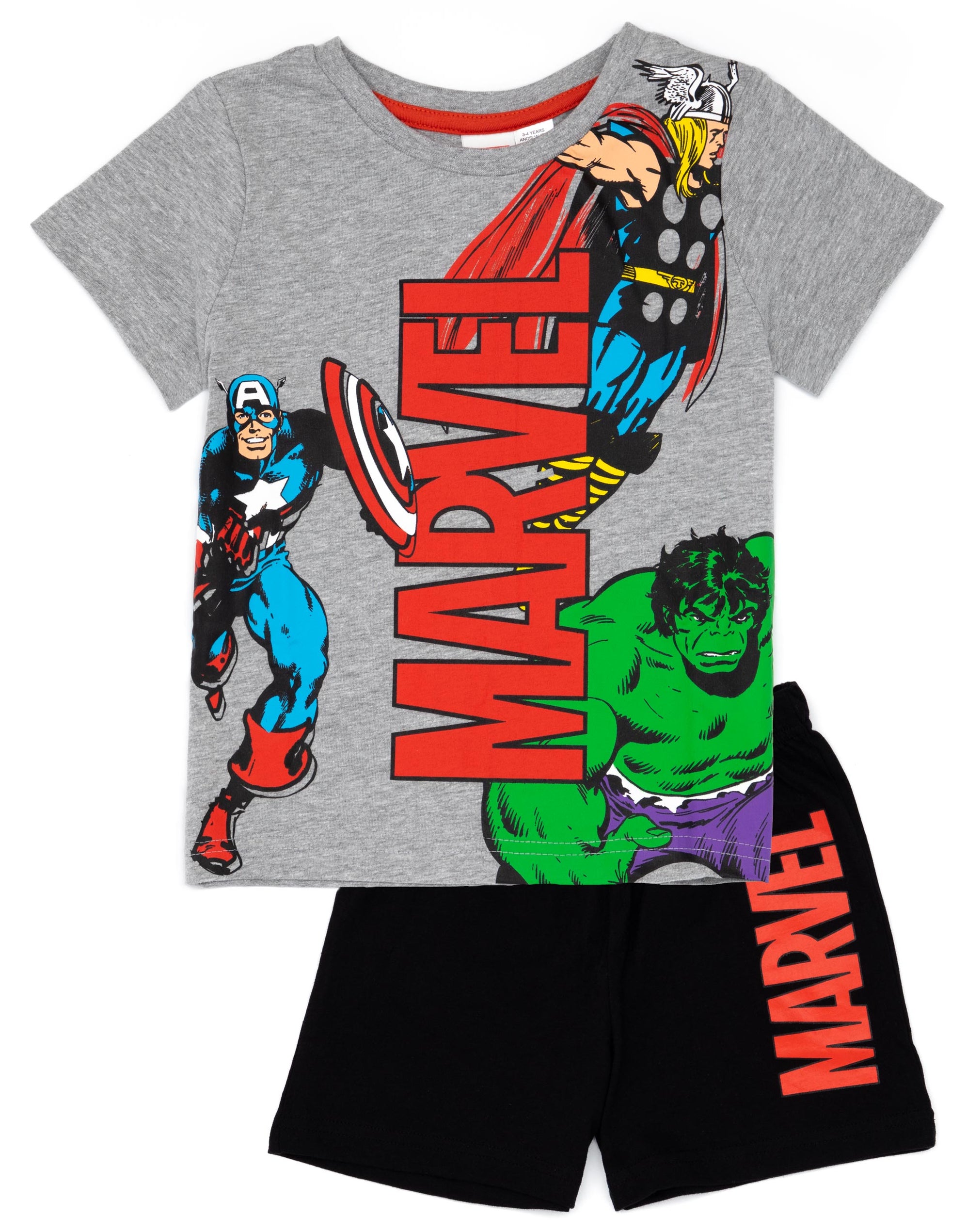 Marvel Boys Grey And Black Superhero T-Shirt And Shorts Pyjamas ...