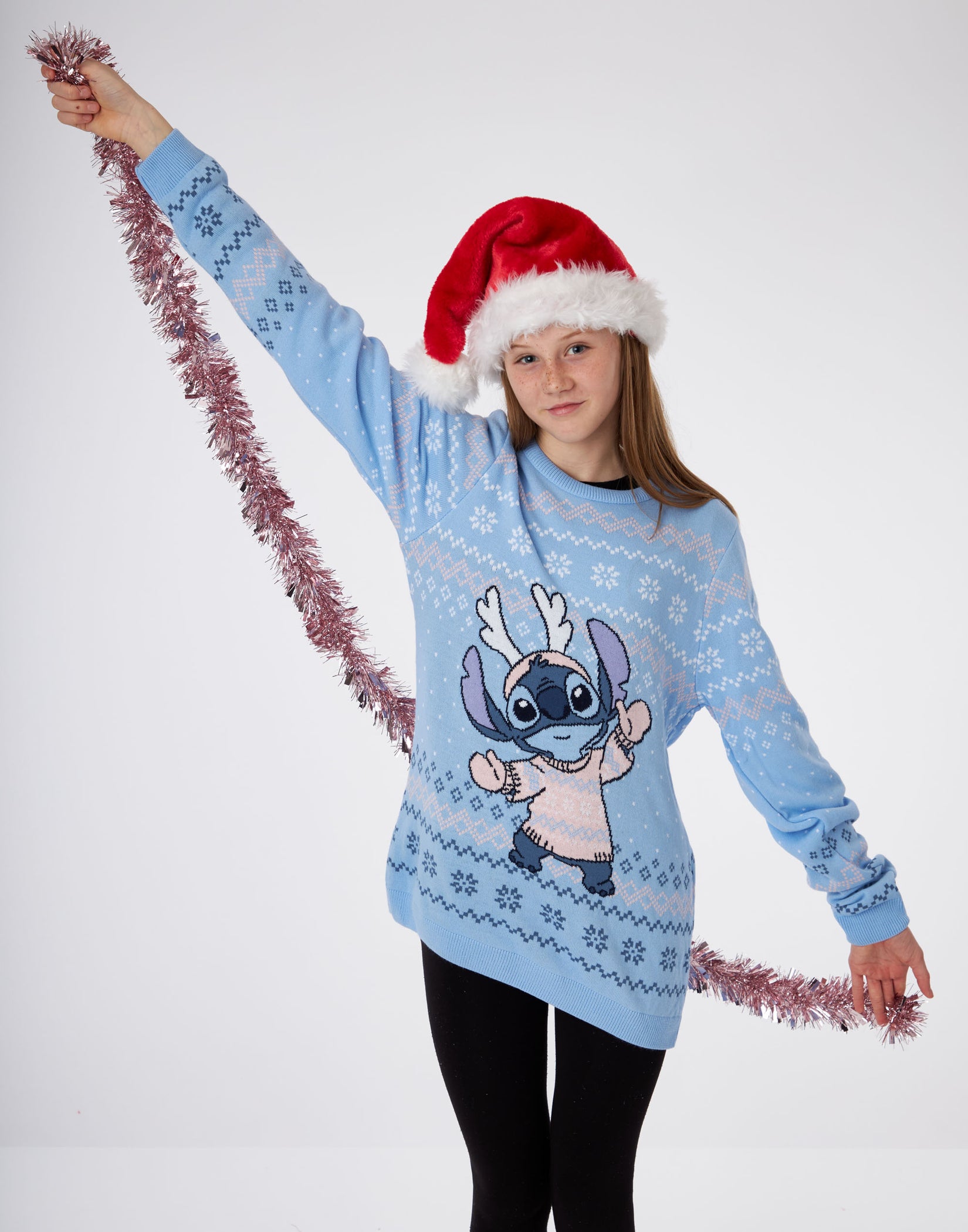 Disney Lilo & Stitch Kids Blue Knitted Christmas Jumper — Vanilla ...