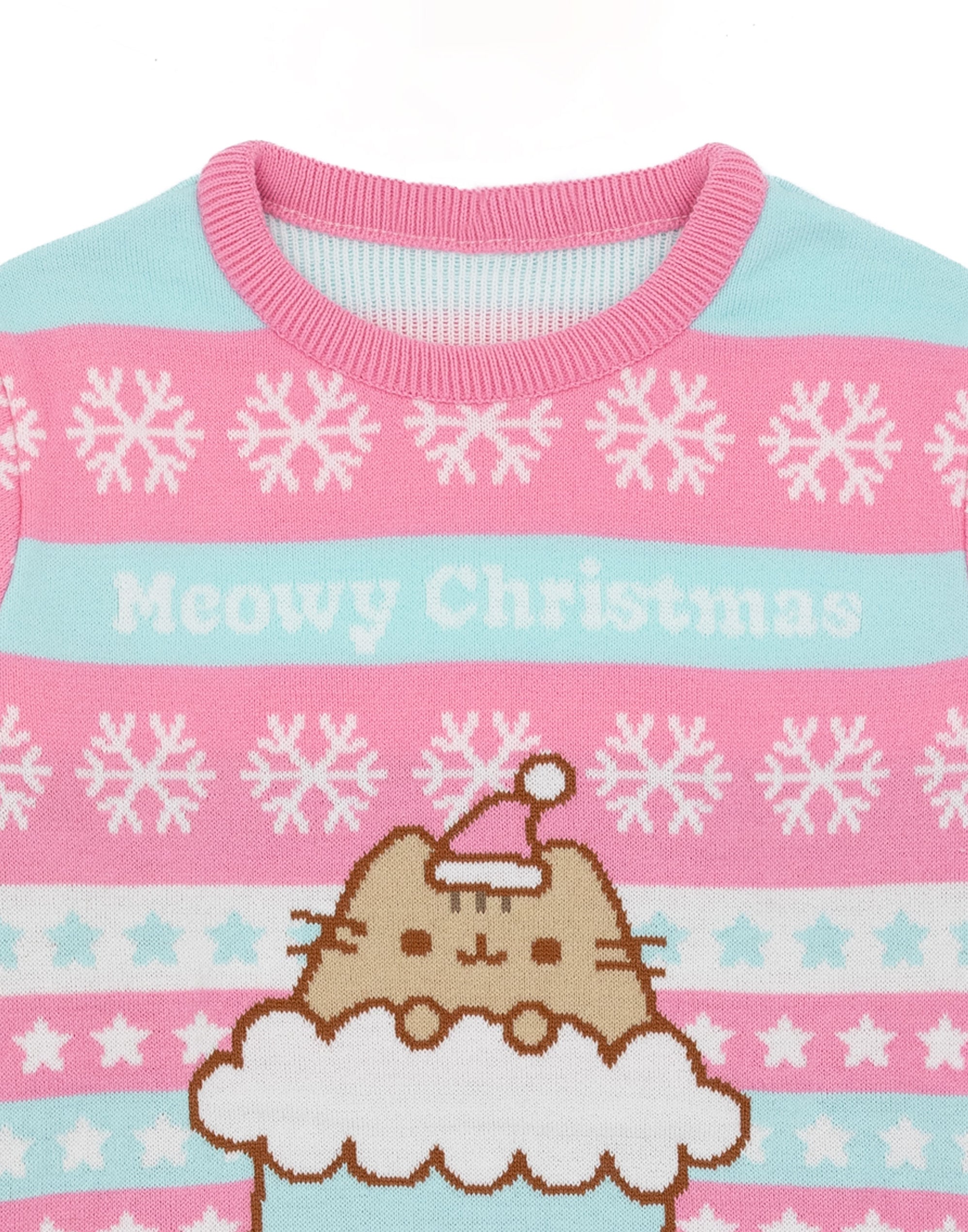 Pusheen Girls Pink Christmas Knit Sweater — Vanilla Underground