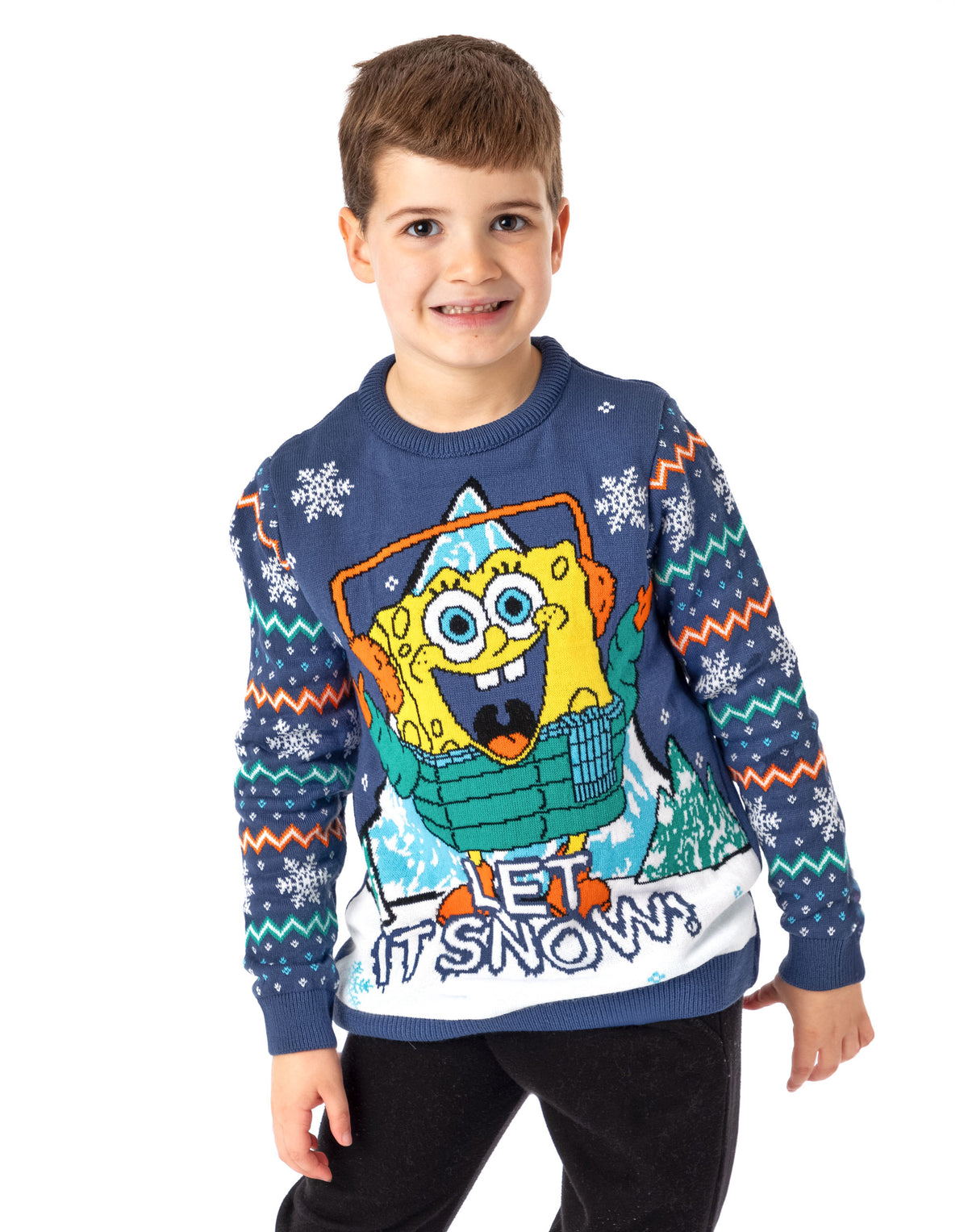 SpongeBob SquarePants Let It Snow Kids Knitted Jumper — Vanilla Underground