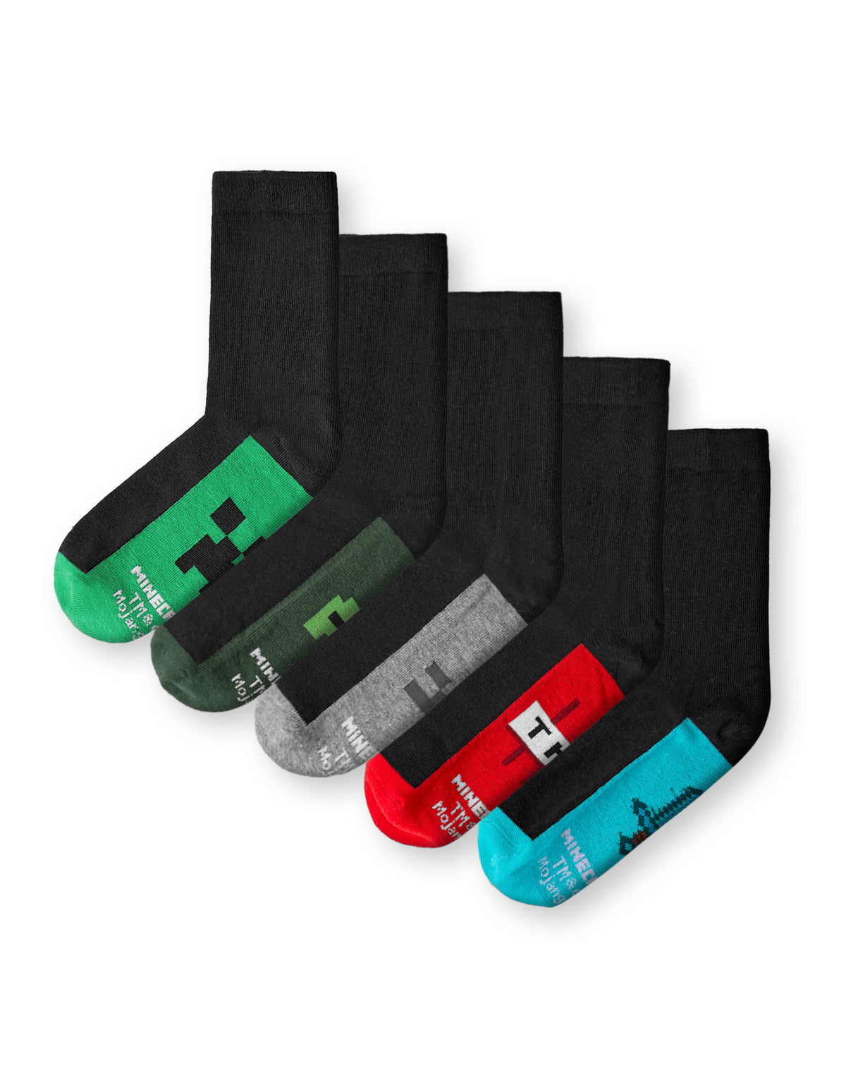 Minecraft School Boys Multicoloured Calf Socks Set of 5 — Vanilla ...