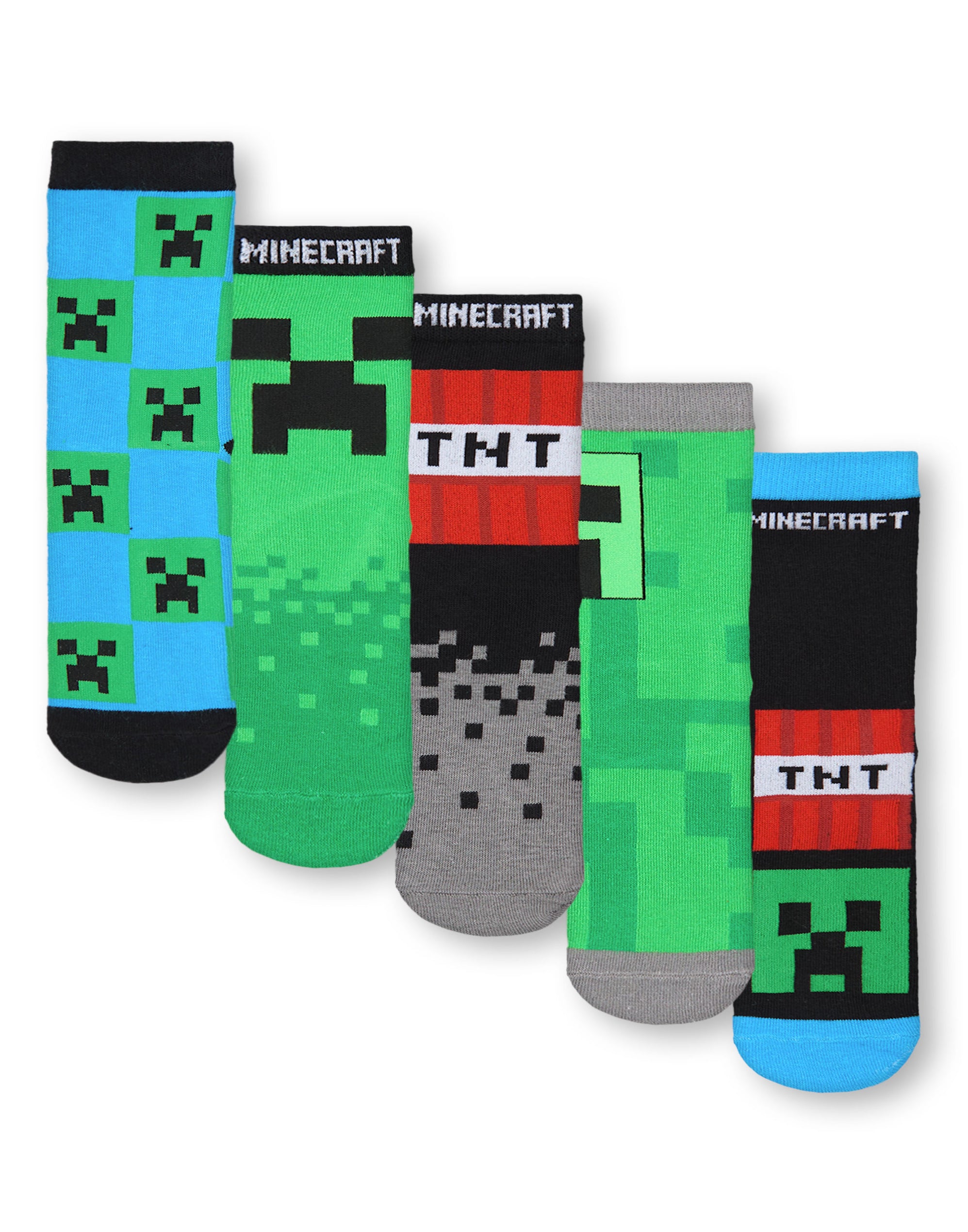 Minecraft Boys Set of 5 Character Socks — Vanilla Underground