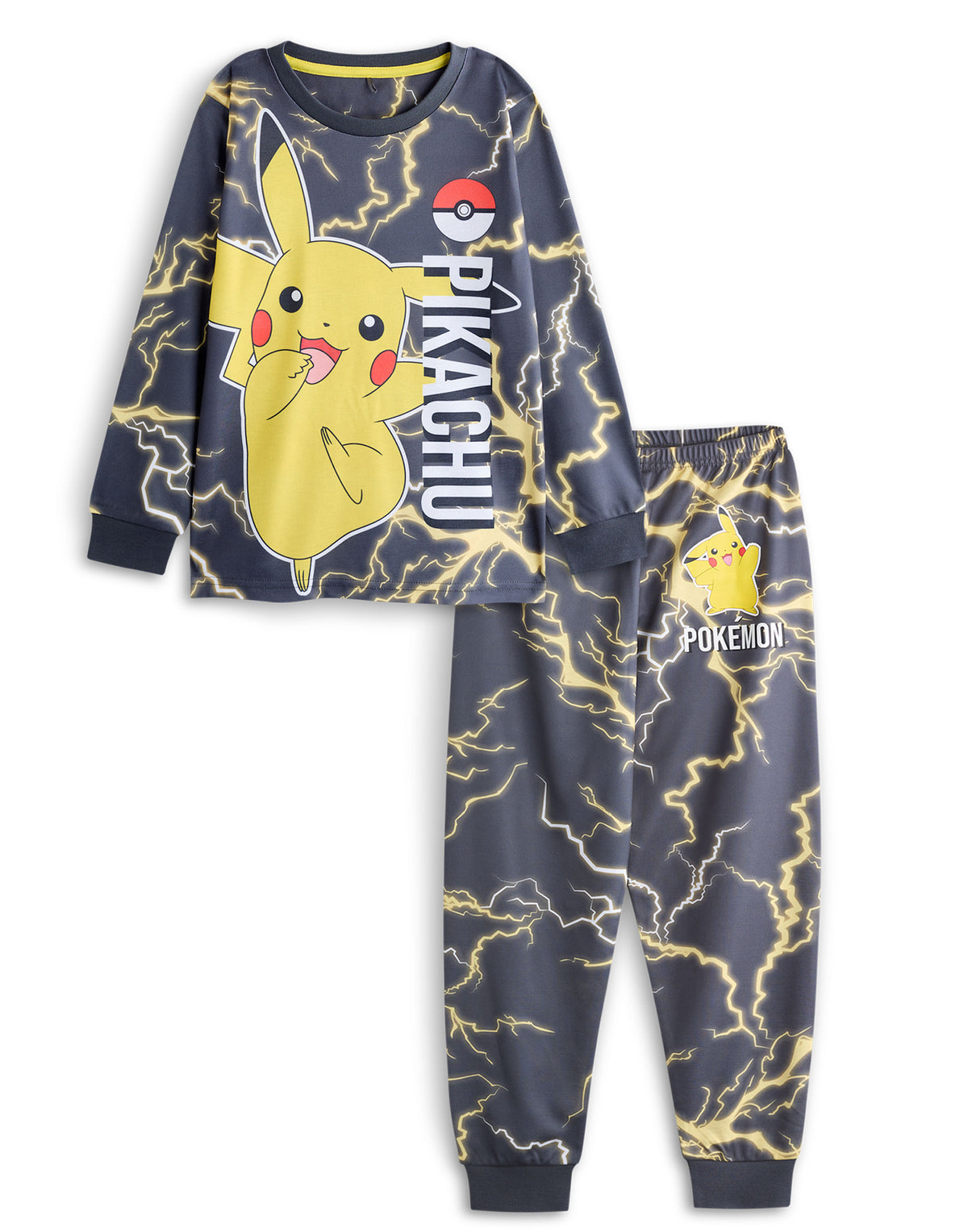 Pokemon Pikachu Boys Black Long Sleeve Long Leg Pyjama Set — Vanilla ...