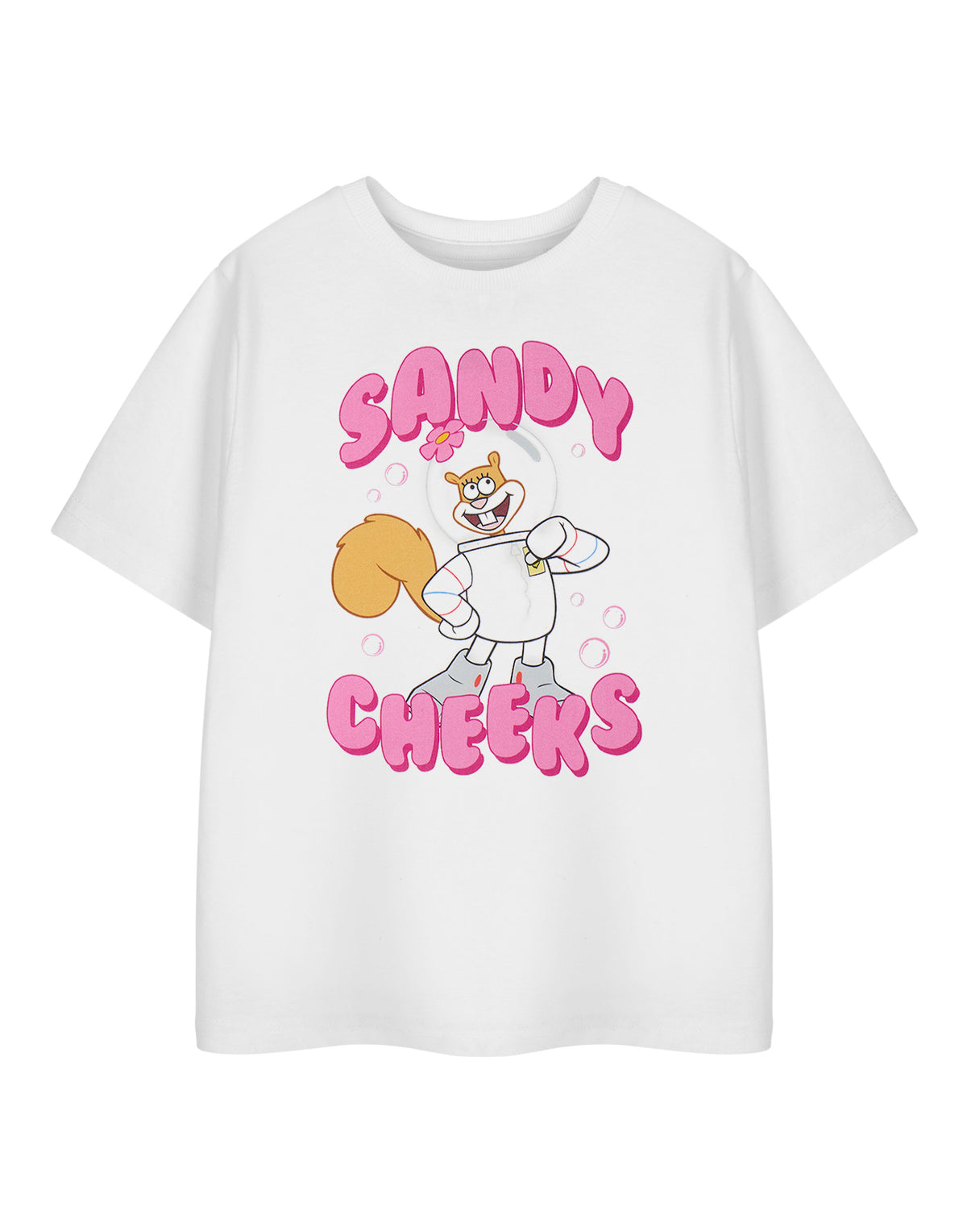 SpongeBob SquarePants Sandy Cheeks Girls White Short Sleeved T-Shirt ...