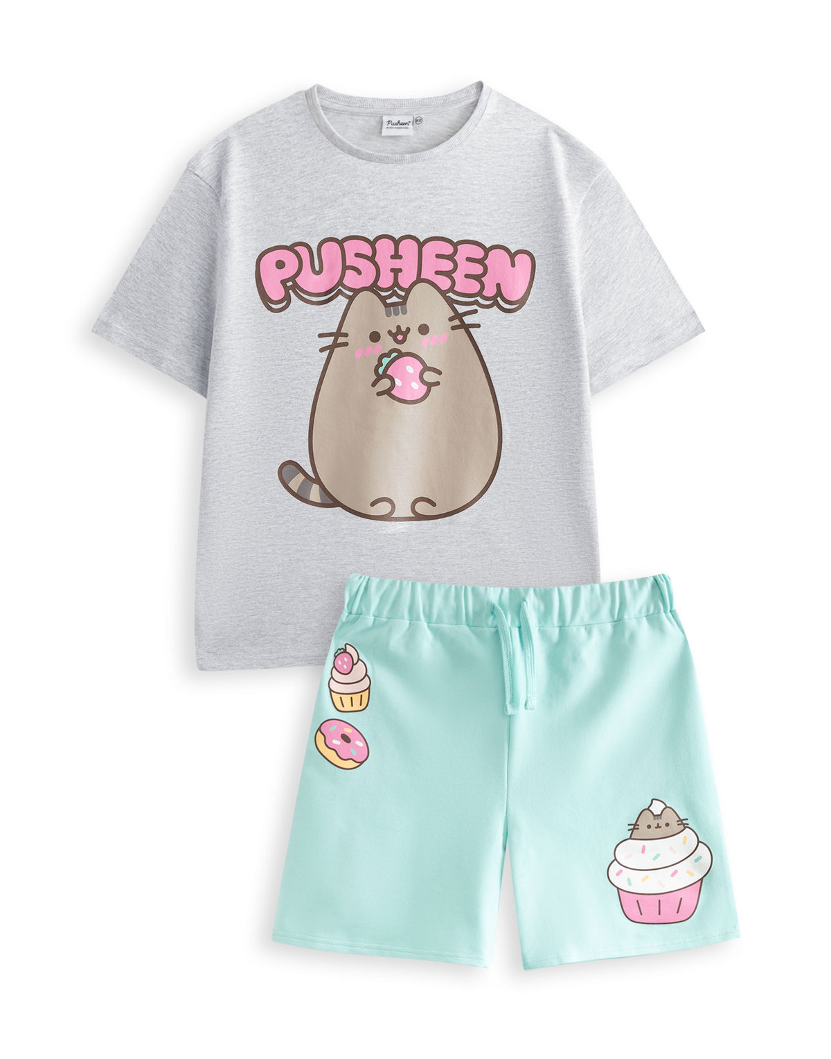 Pusheen Sweet Bubble Girls Grey T-Shirt and Shorts Set — Vanilla Underground