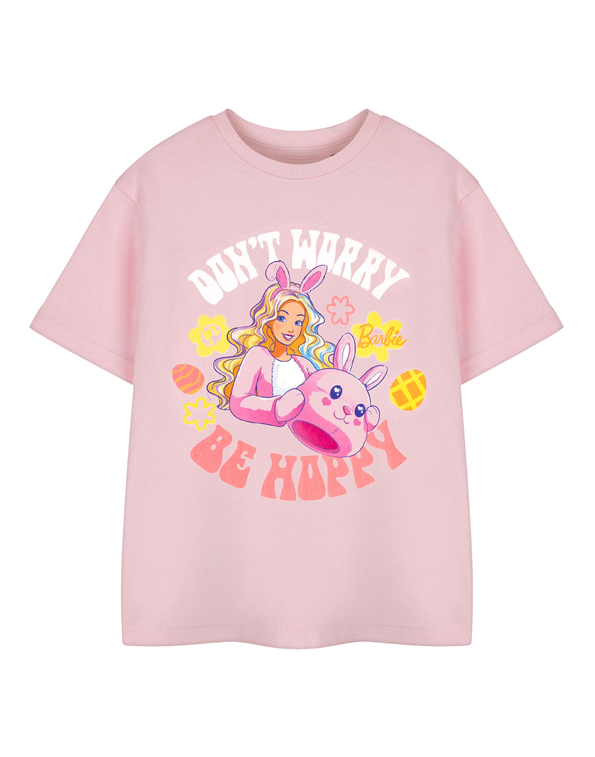 Barbie Don't Worry Be Hoppy Girls Pink Short Sleeved T-Shirt — Vanilla ...