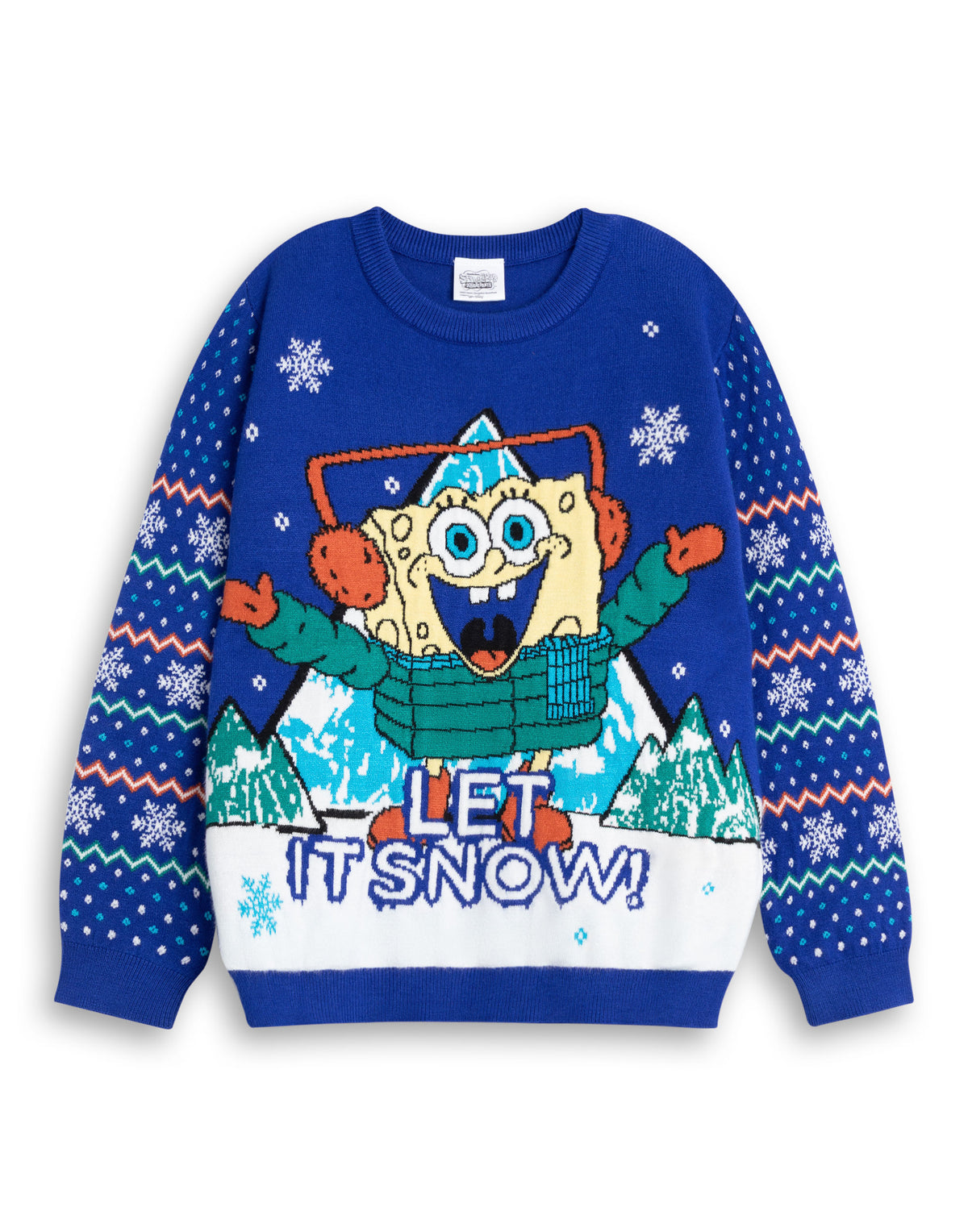 SpongeBob SquarePants Let It Snow Unisex Kids Blue Christmas Jumper ...