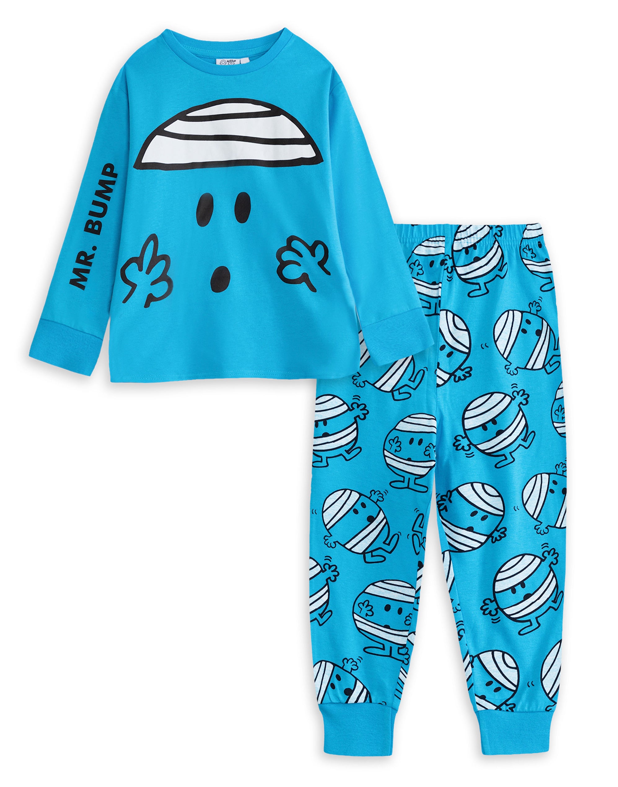 Mr. Men & Little Miss Mr Bump Boys Blue Long Sleeve Long Leg Pyjama Se ...