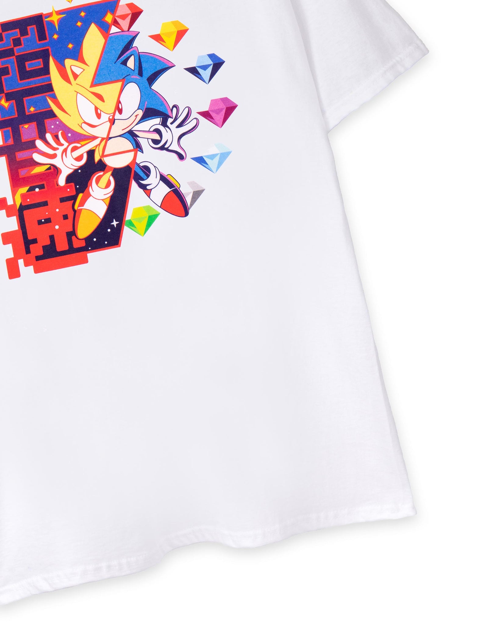 Sonic The Hedgehog Super Sonic Diamonds Mens White Short Sleeved T-Shi ...