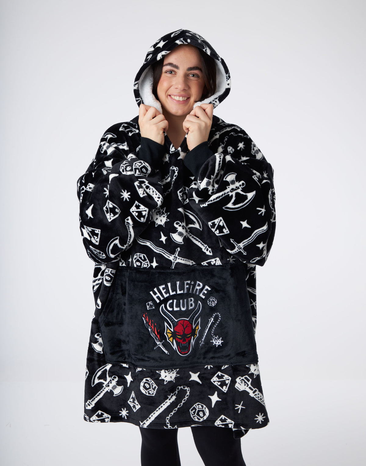 Stranger Things Hellfire Club Adults Blanket Hoodie — Vanilla Underground