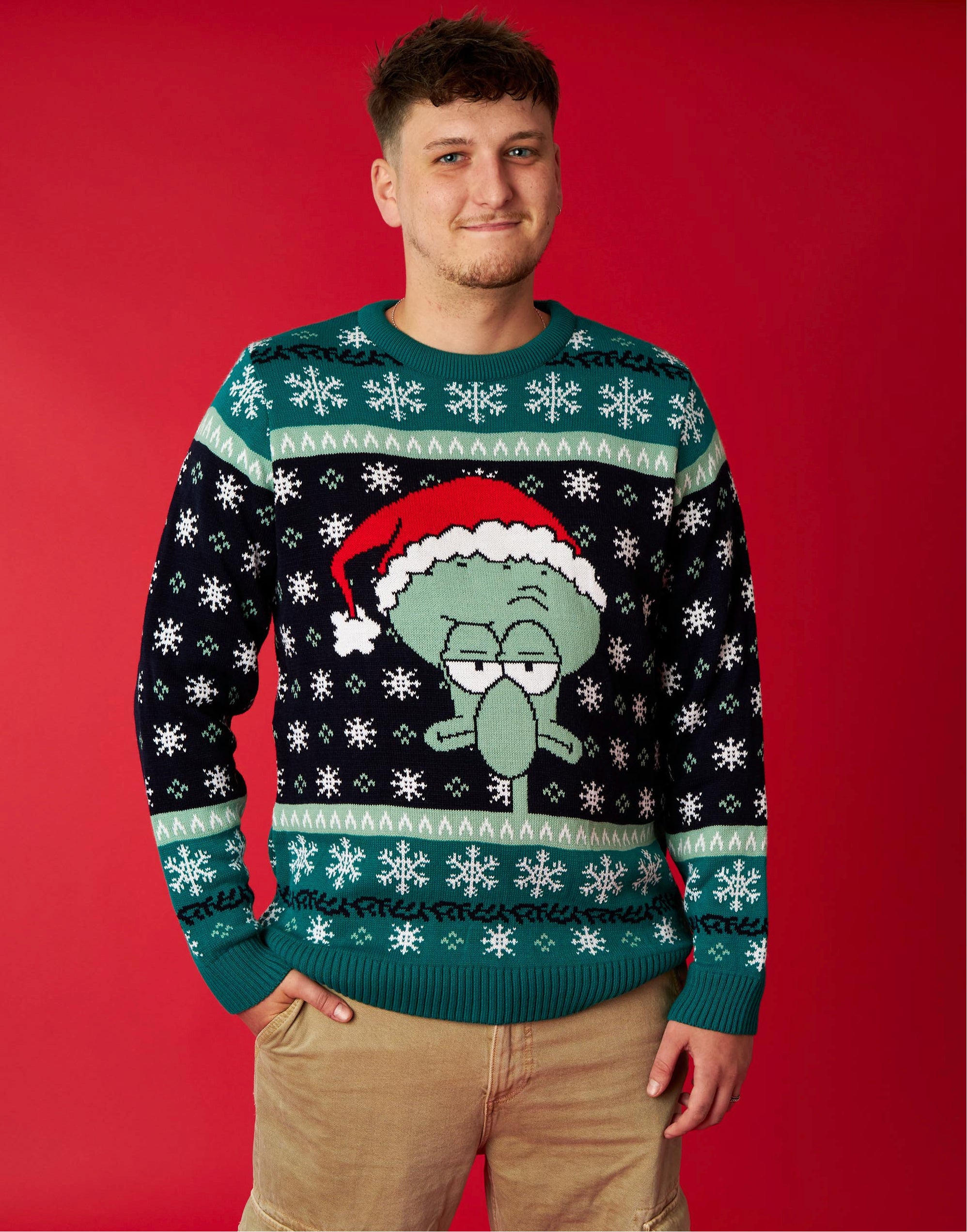 SpongeBob SquarePants Men's Green Squidward Christmas Jumper — Vanilla ...