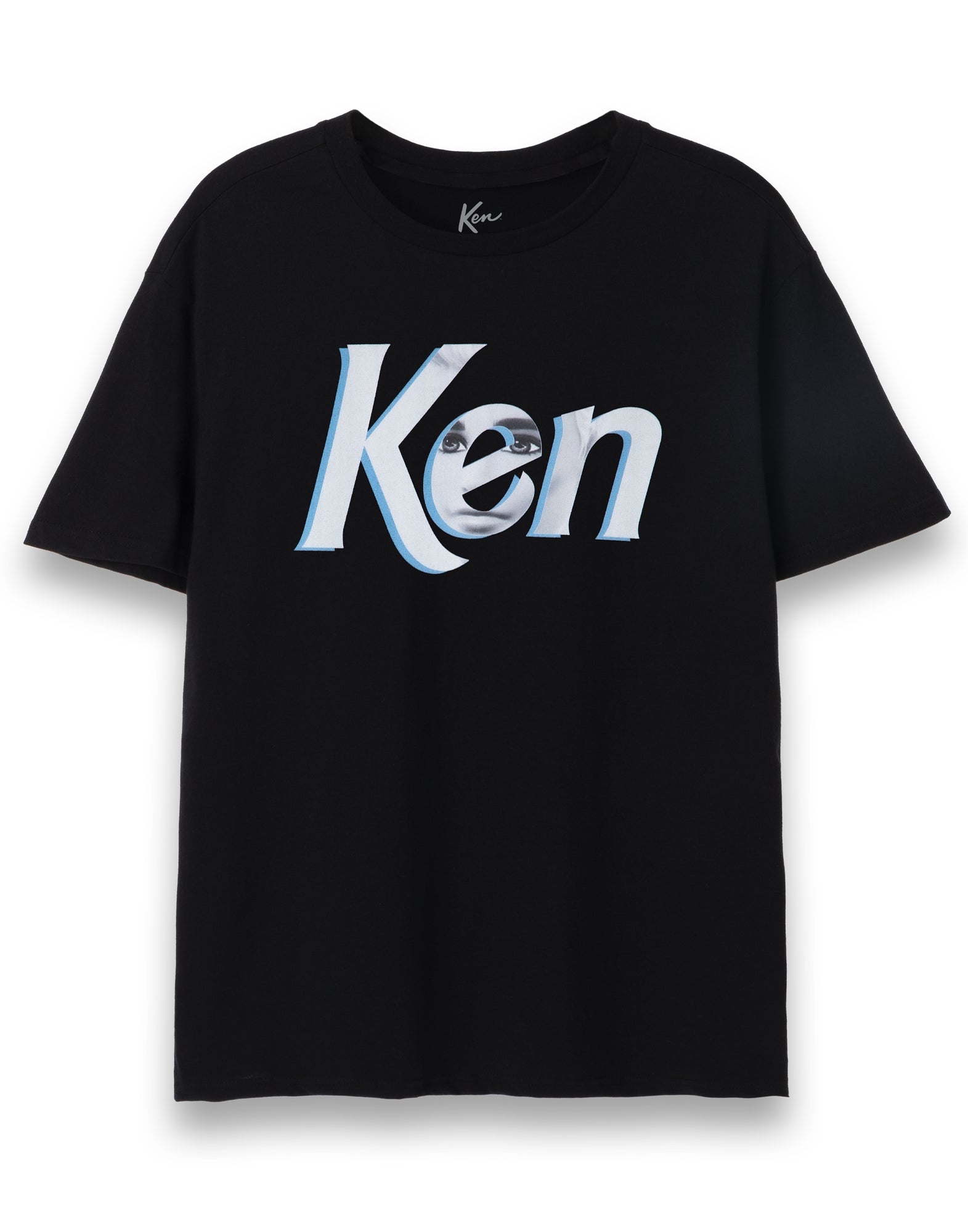Barbie Ken Face In Logo Mens Black T-Shirt — Vanilla Underground