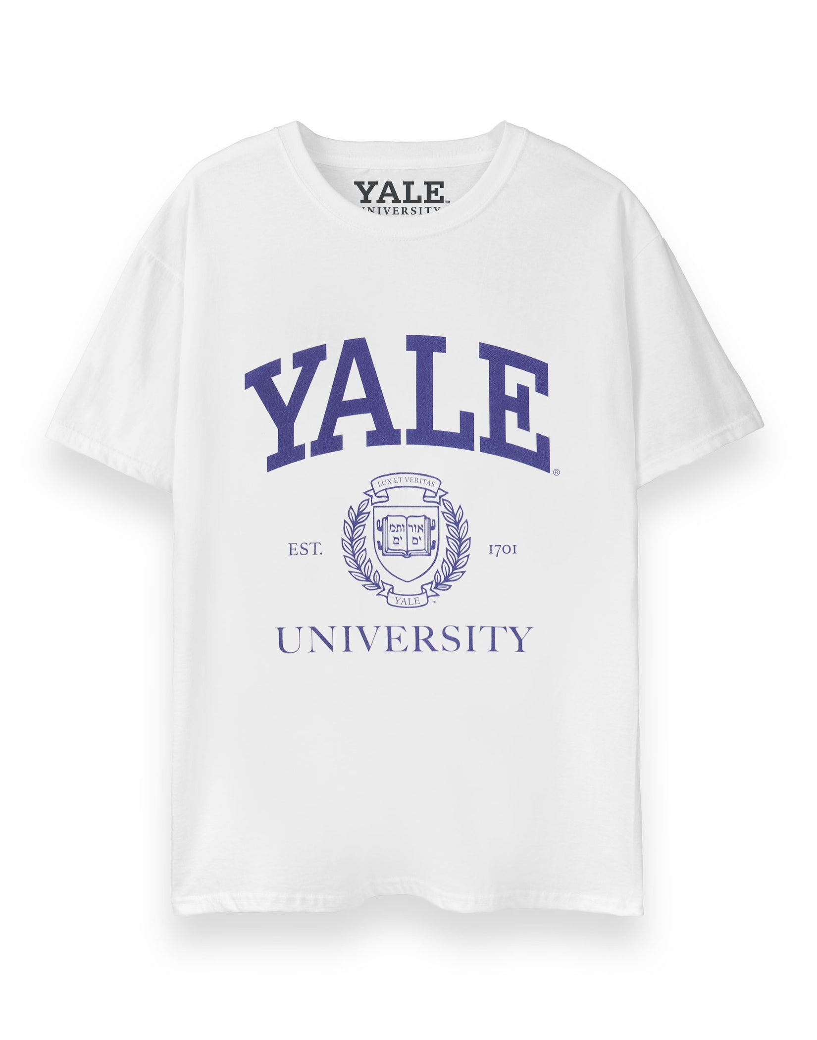 Yale Crest Logo Adults White Short Sleeved T-Shirt — Vanilla Underground