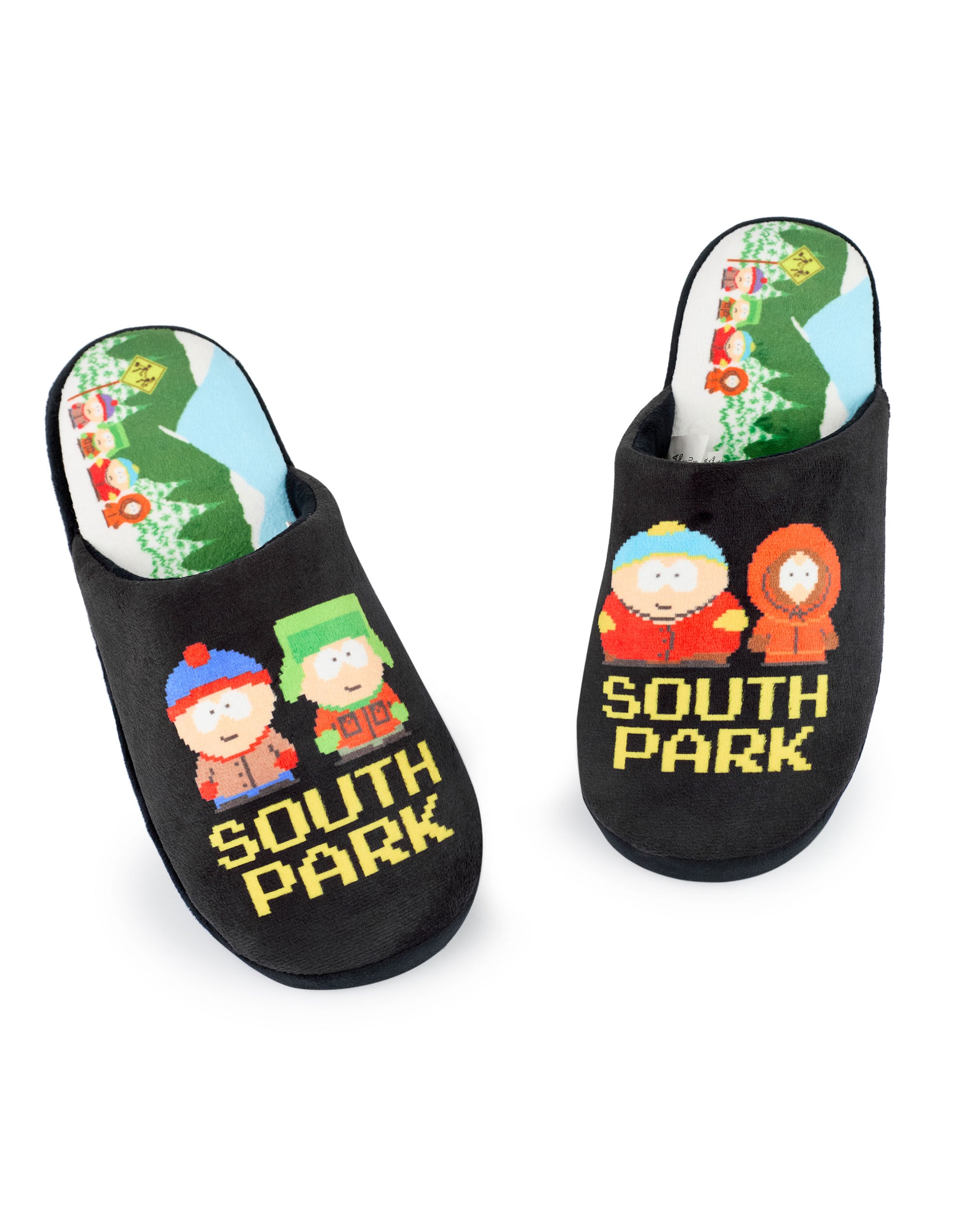 South Park Pixel Scene Mens Black Mule Slippers — Vanilla Underground