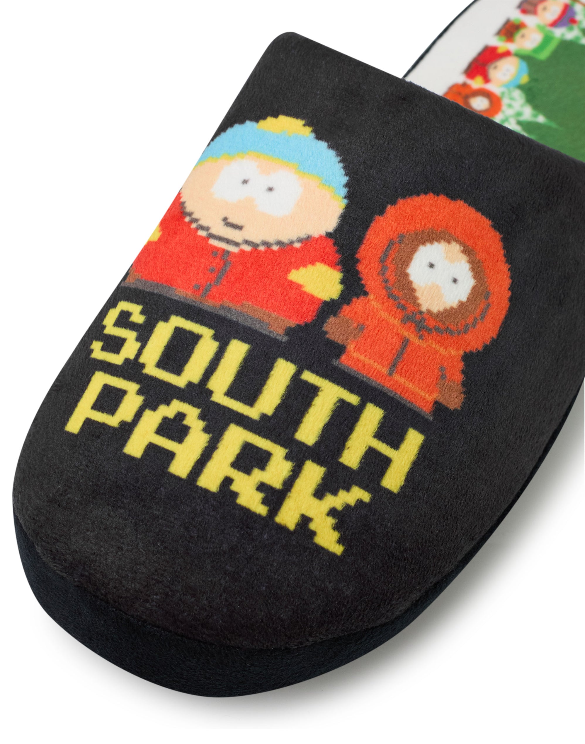 South Park Pixel Scene Mens Black Mule Slippers — Vanilla Underground