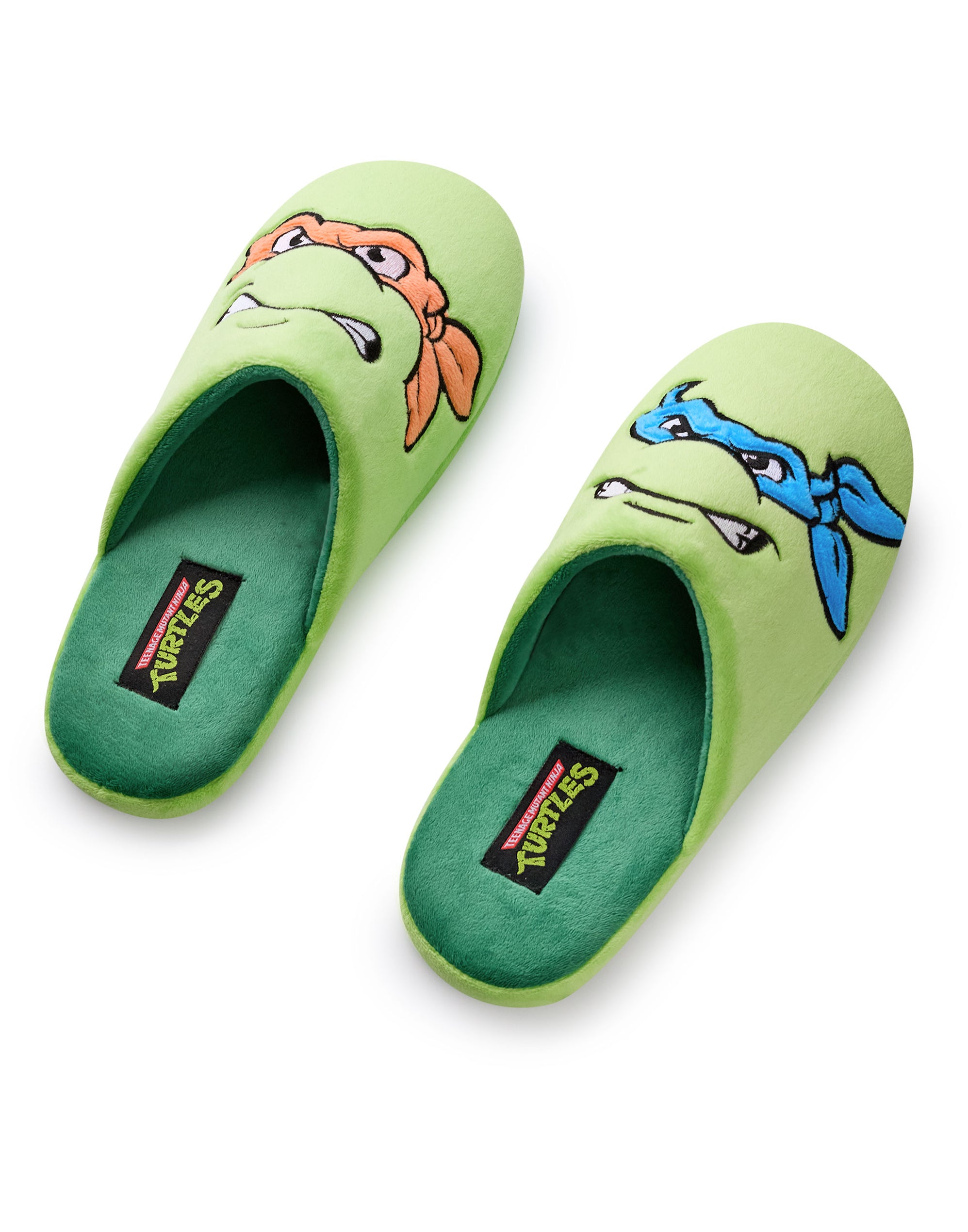 Teenage Mutant Ninja Turtles Character Face Mens Green Mule Slippers ...