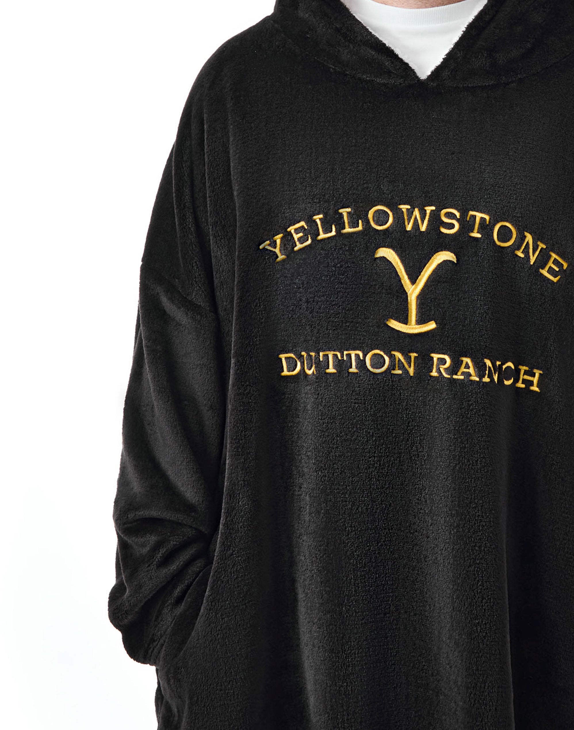 Yellowstone Dutton Ranch Mens Wearable Blanket Hoodie — Vanilla Underground
