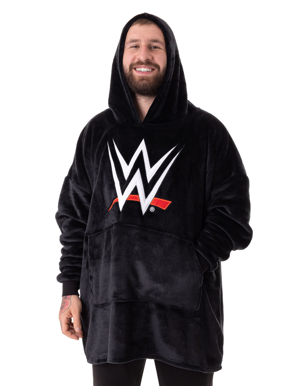 WWE Logo Mens Black Blanket Hoodie — Vanilla Underground