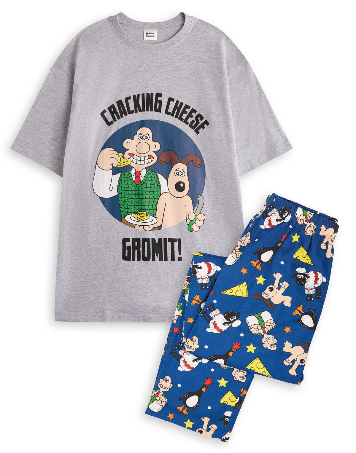 Wallace And Gromit Mens Grey Short Sleeve Long Leg Pyjamas — Vanilla ...
