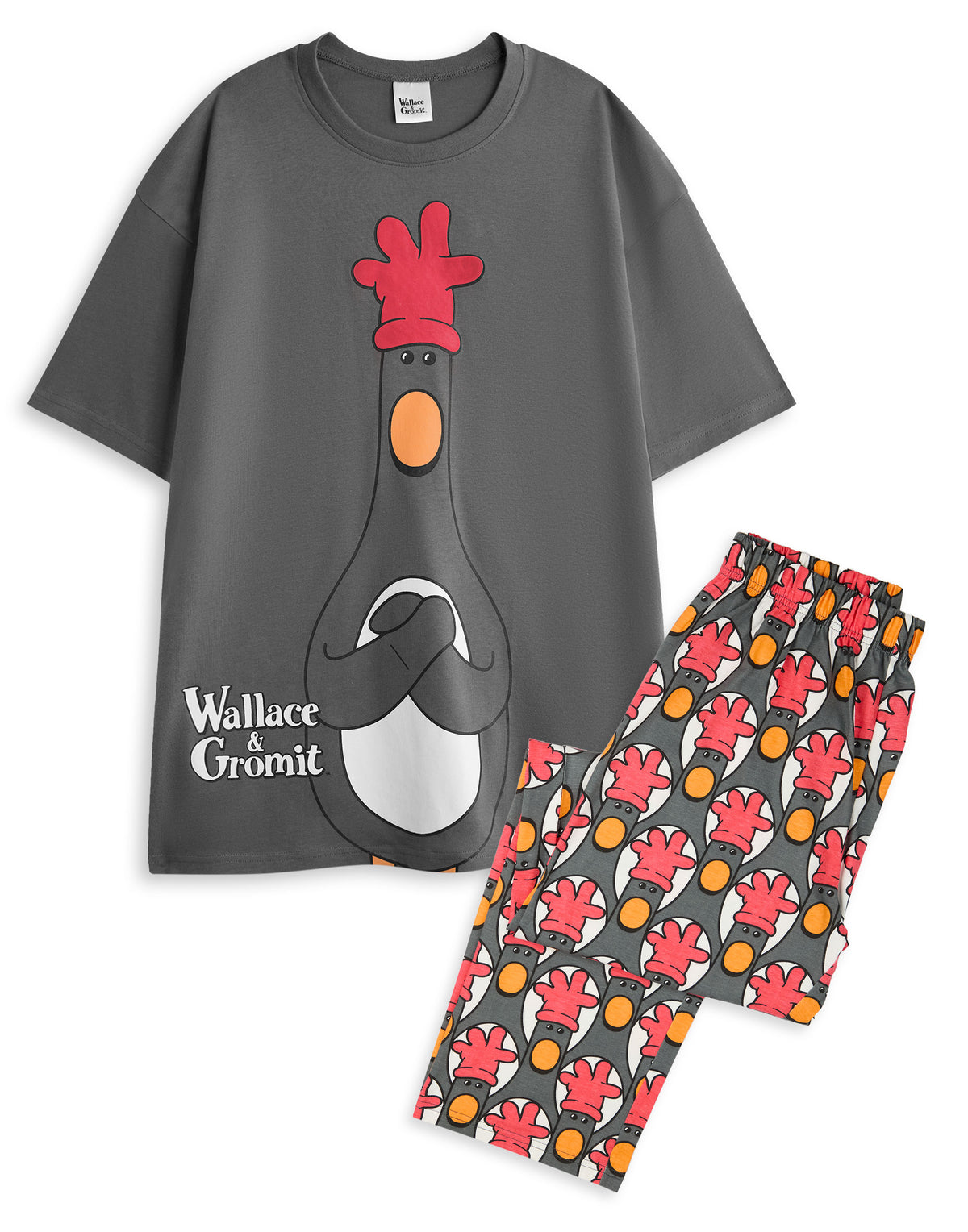 Wallace And Gromit Feathers Mens Short Sleeve Long Leg Pyjamas ...