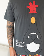 Wallace And Gromit Feathers Mens Short Sleeve Long Leg Pyjamas ...