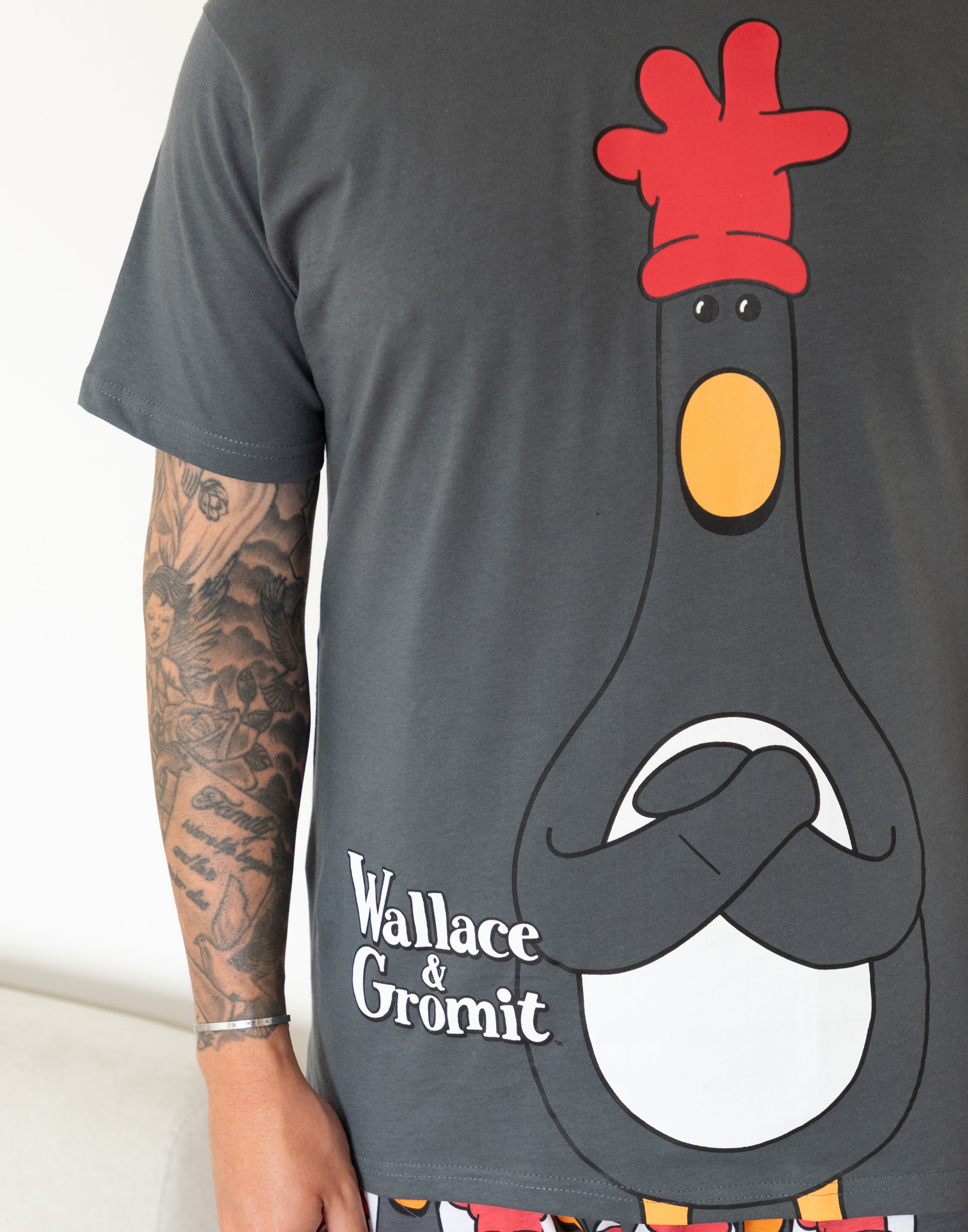 Wallace And Gromit Feathers Mens Short Sleeve Long Leg Pyjamas ...