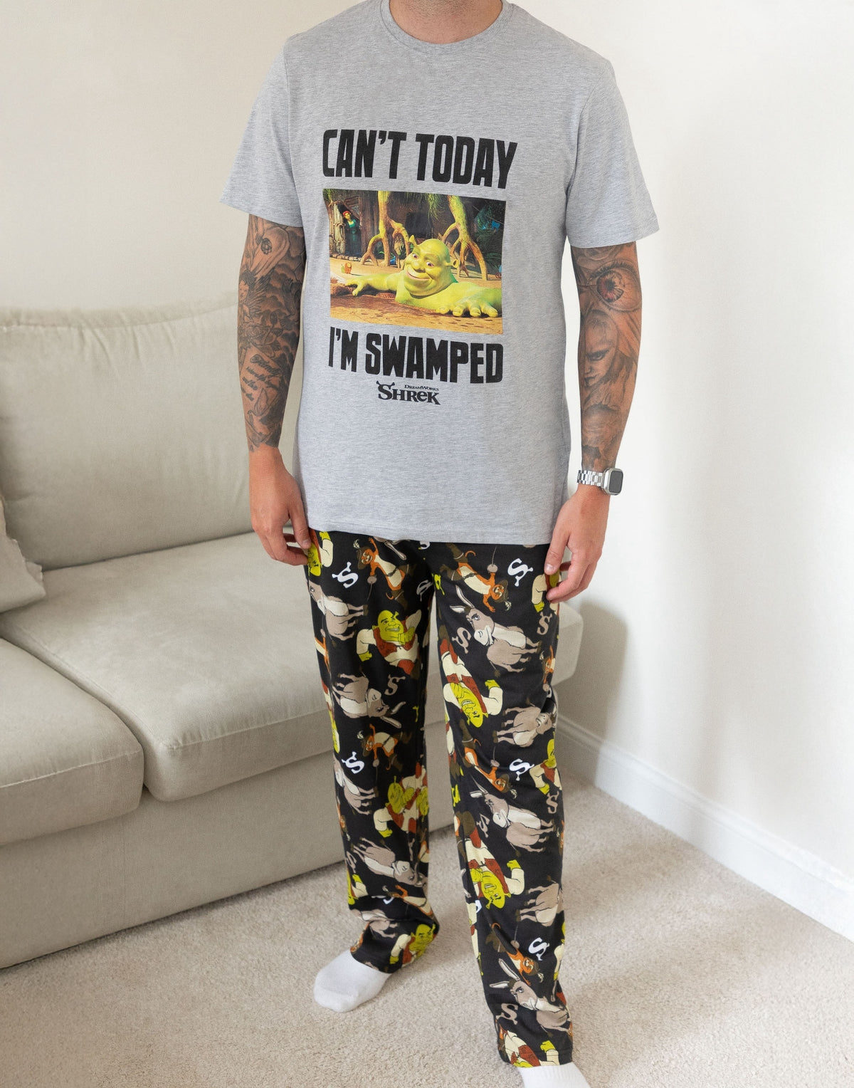 Shrek Can't Today I'm Swamped Mens Short Sleeve Long Leg Pyjama Set ...
