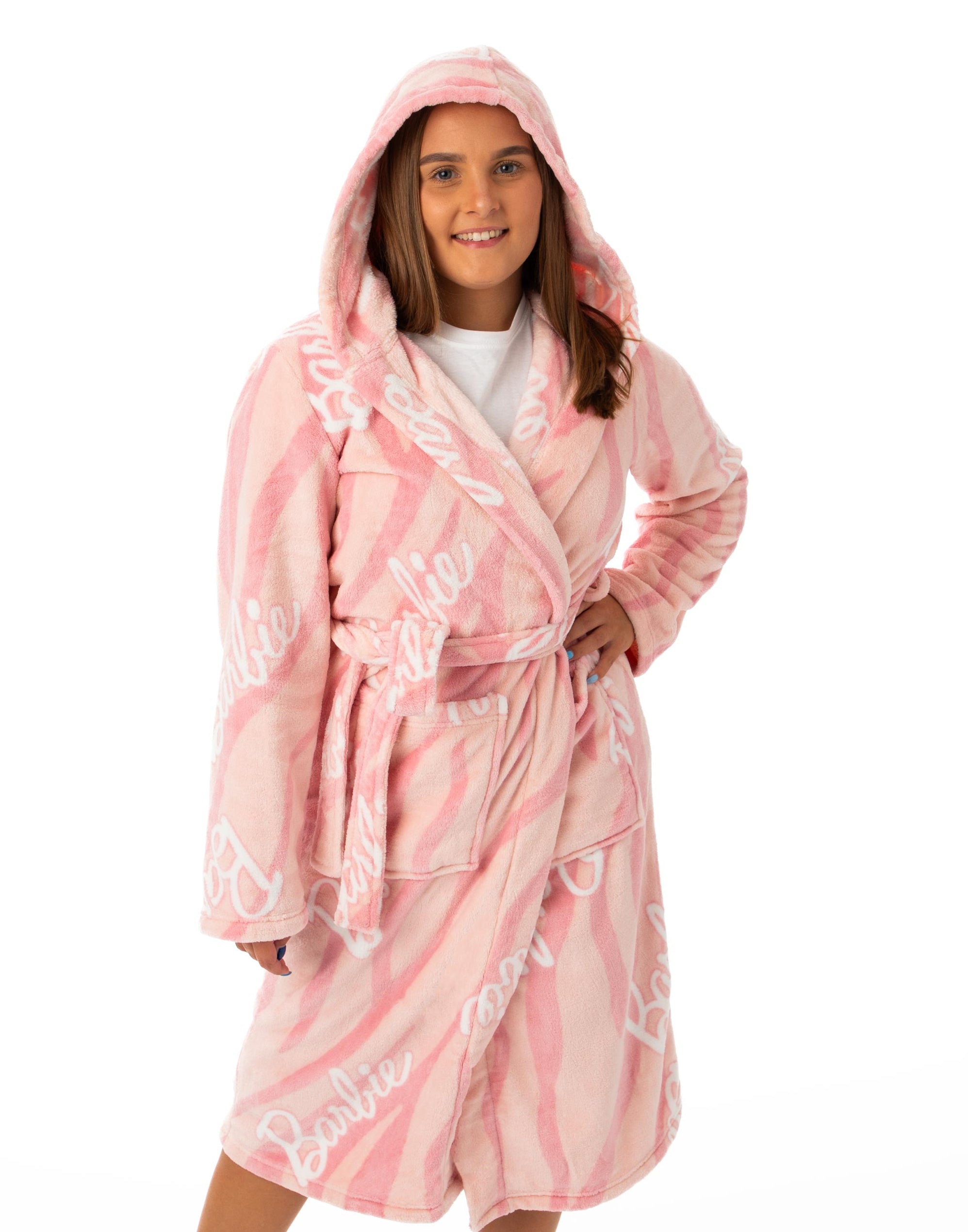 Barbie Women's Pink Hooded Bathrobe — Vanilla Underground
