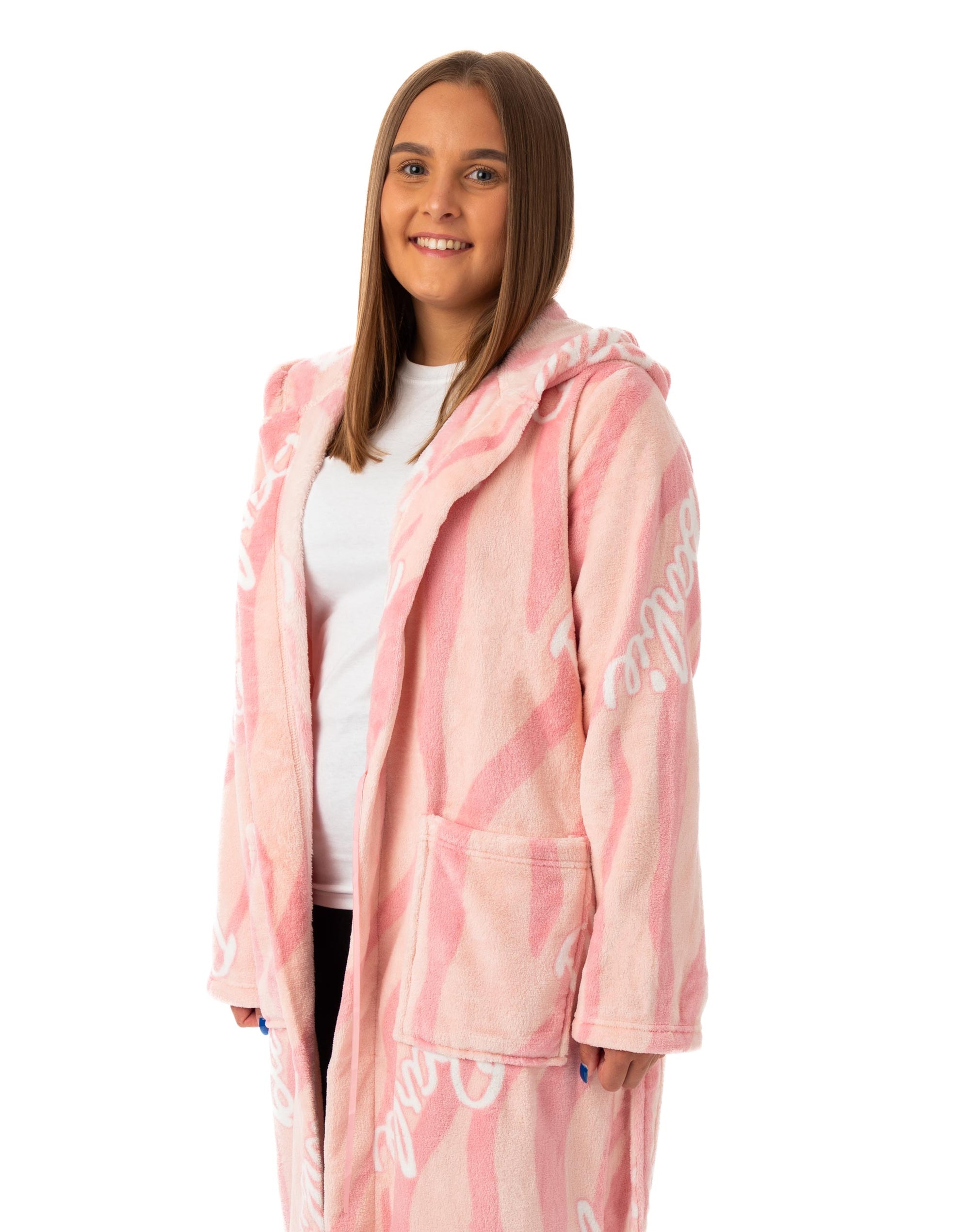 Barbie Women's Pink Hooded Bathrobe — Vanilla Underground