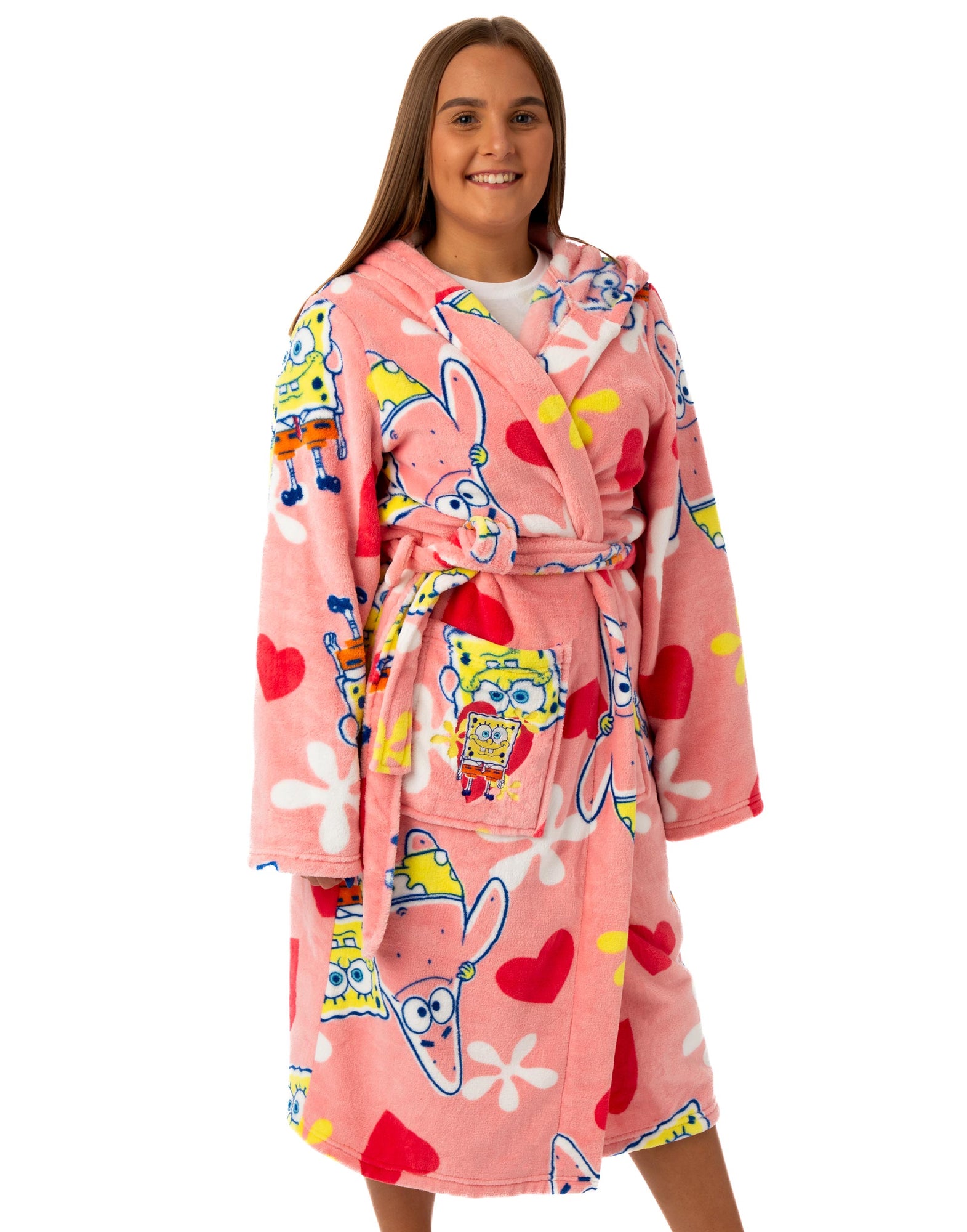 SpongeBob SquarePants Women's Pink Hooded Bathrobe — Vanilla Underground