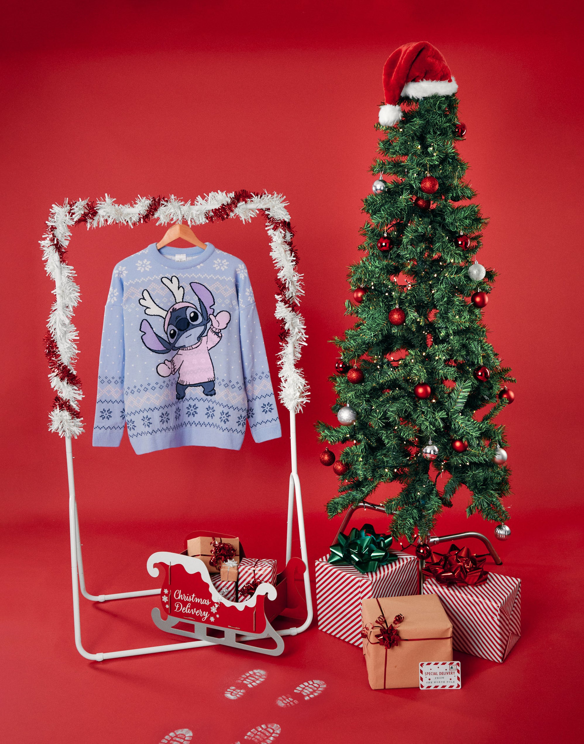 Disney Lilo & Stitch Womens Blue Knitted Christmas Jumper — Vanilla ...