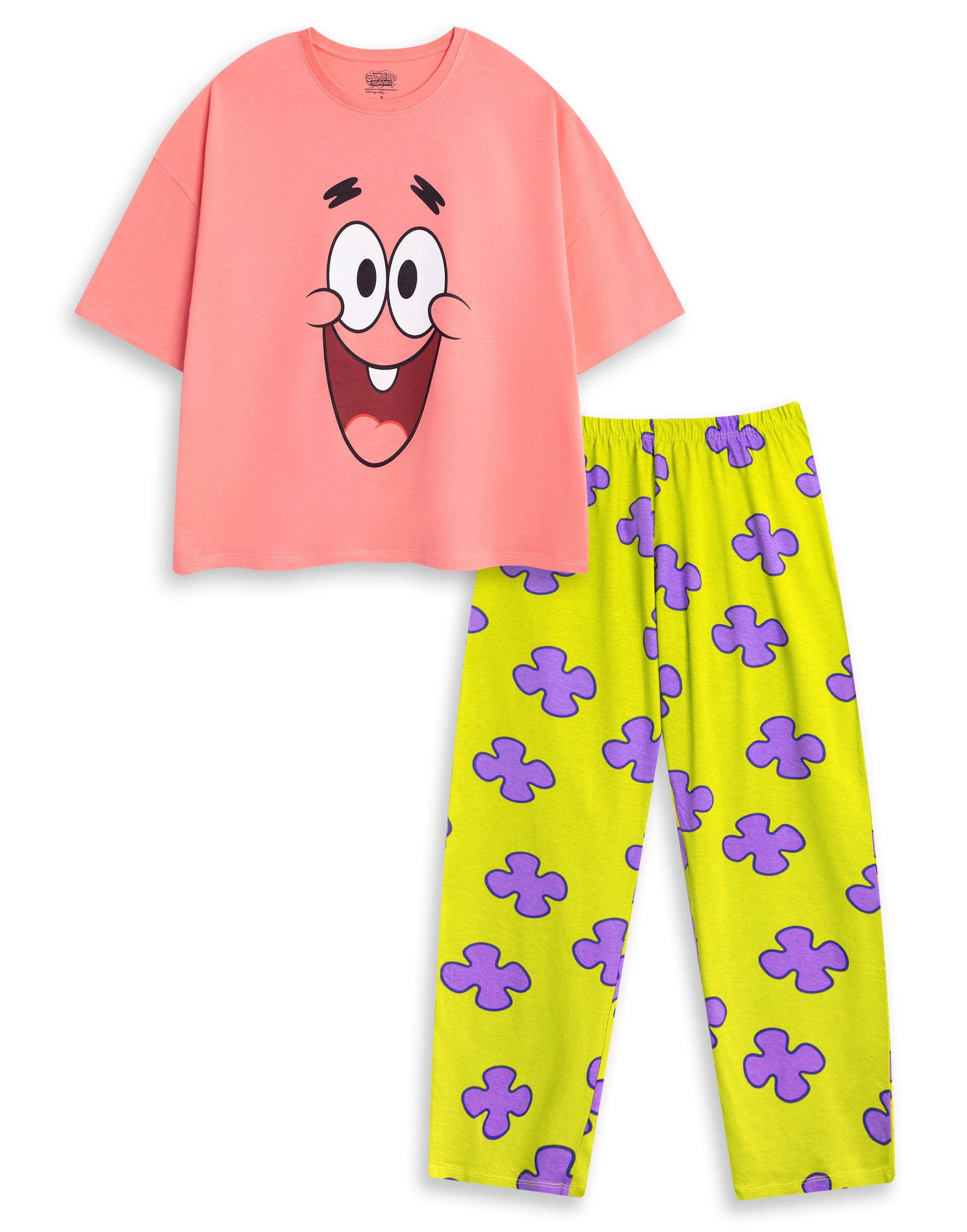 SpongeBob SquarePants Patrick Womens Pink Short Sleeve Long Leg Pyjama ...