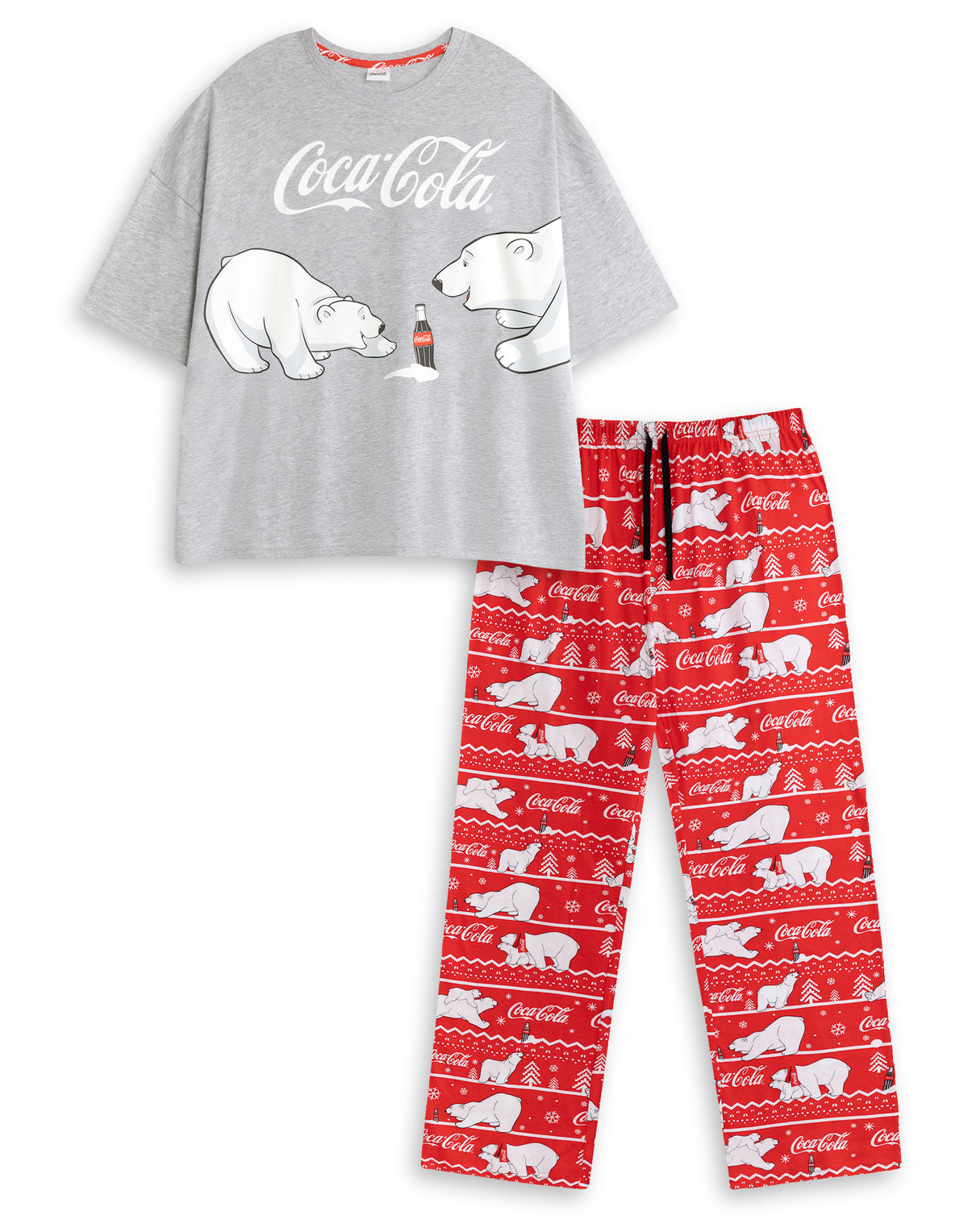 Coca Cola Logo Womens Grey Short Sleeve Long Leg Pyjama Set — Vanilla ...