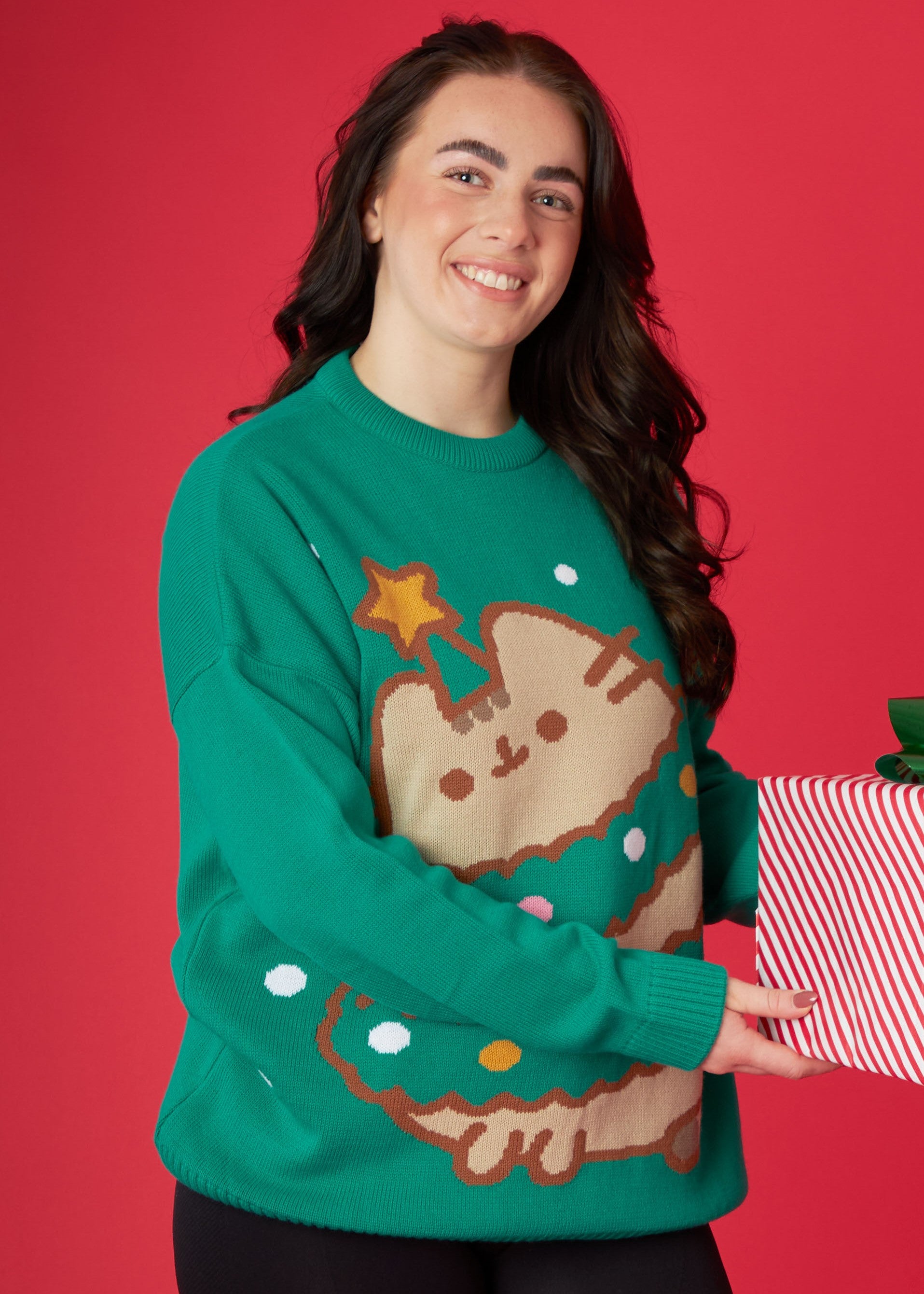 Pusheen Women's Green Christmas Knit Sweater — Vanilla Underground