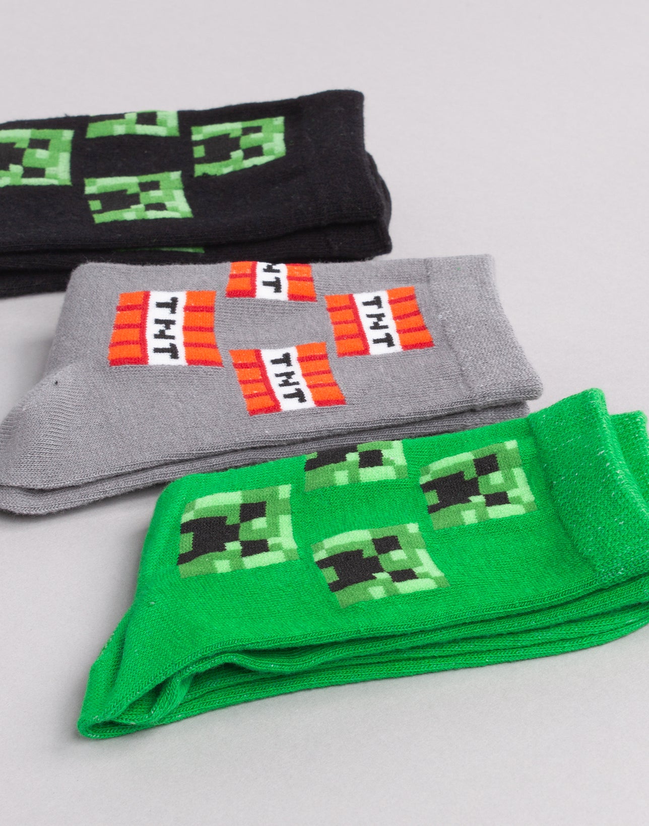 Minecraft Creeper Assorted 3 Pack Boy's Socks — Vanilla Underground